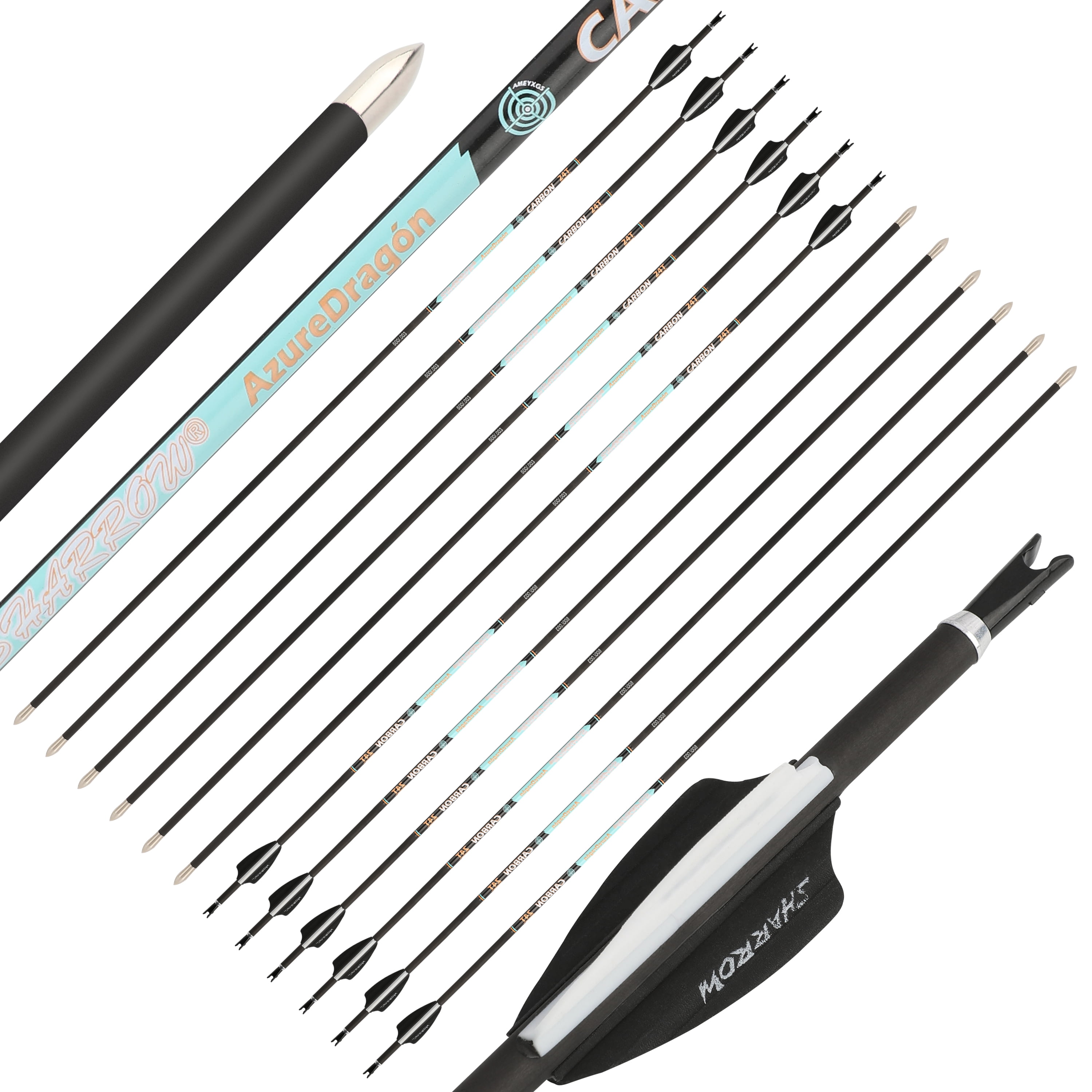 SHARROW 4.2mm Archery Arrows for Recurve Bow and Compound Bow - 12 Pack ...