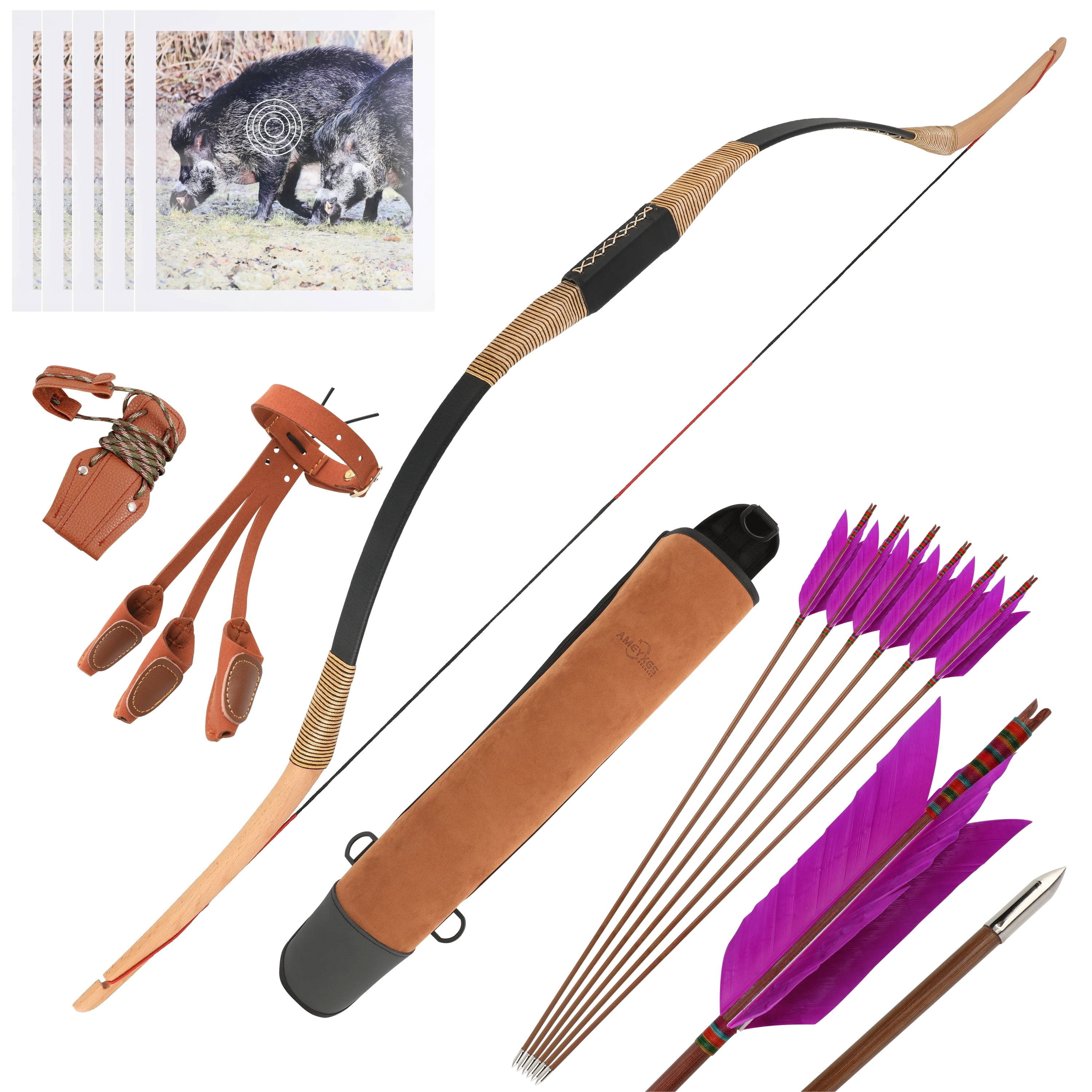 SHARROW 55" Traditional Archery Horse Bow, Takedown Design, 20-35 lbs ...