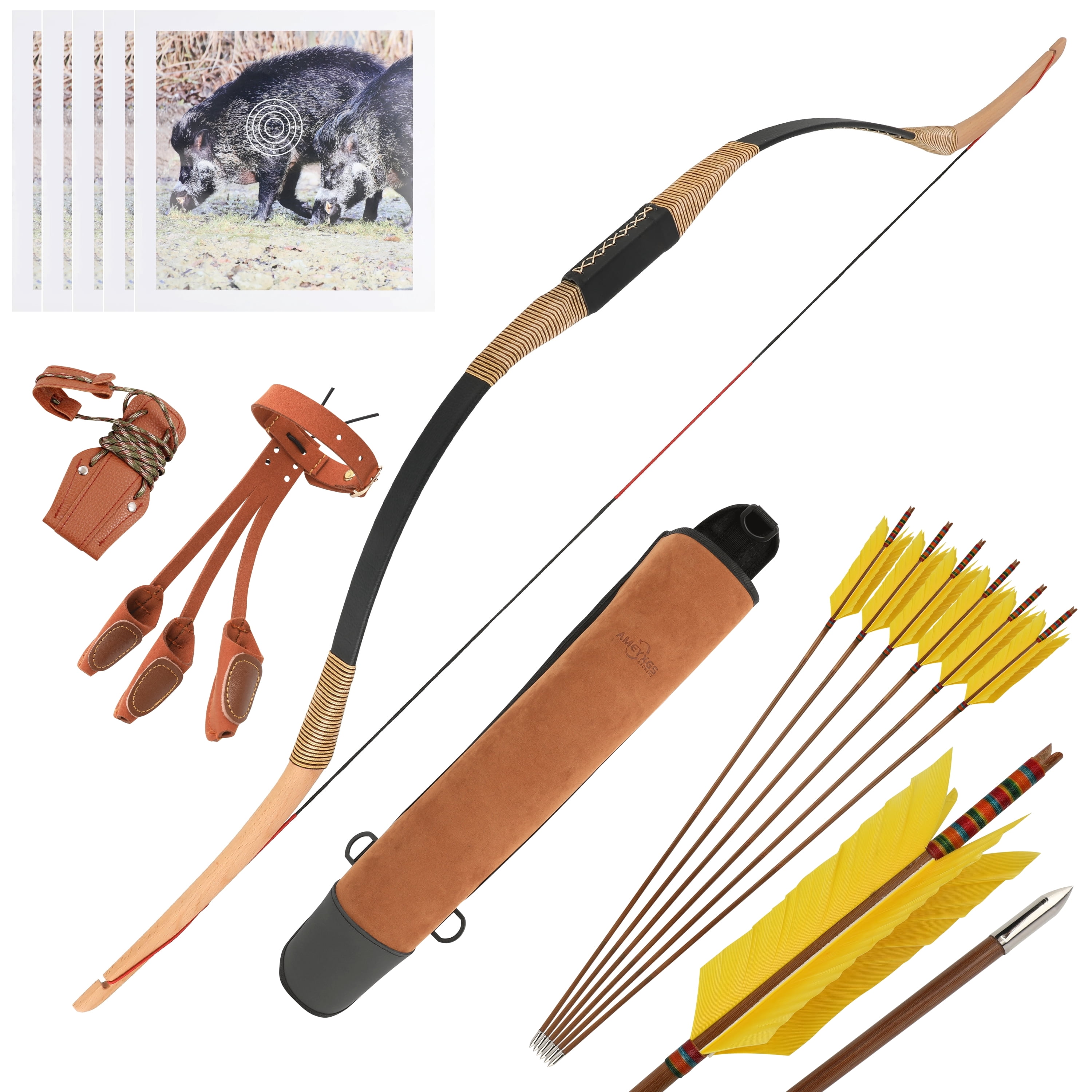 SHARROW 55" Handmade Horse Bow Traditional Take-Down Bow 20-35 lbs with ...