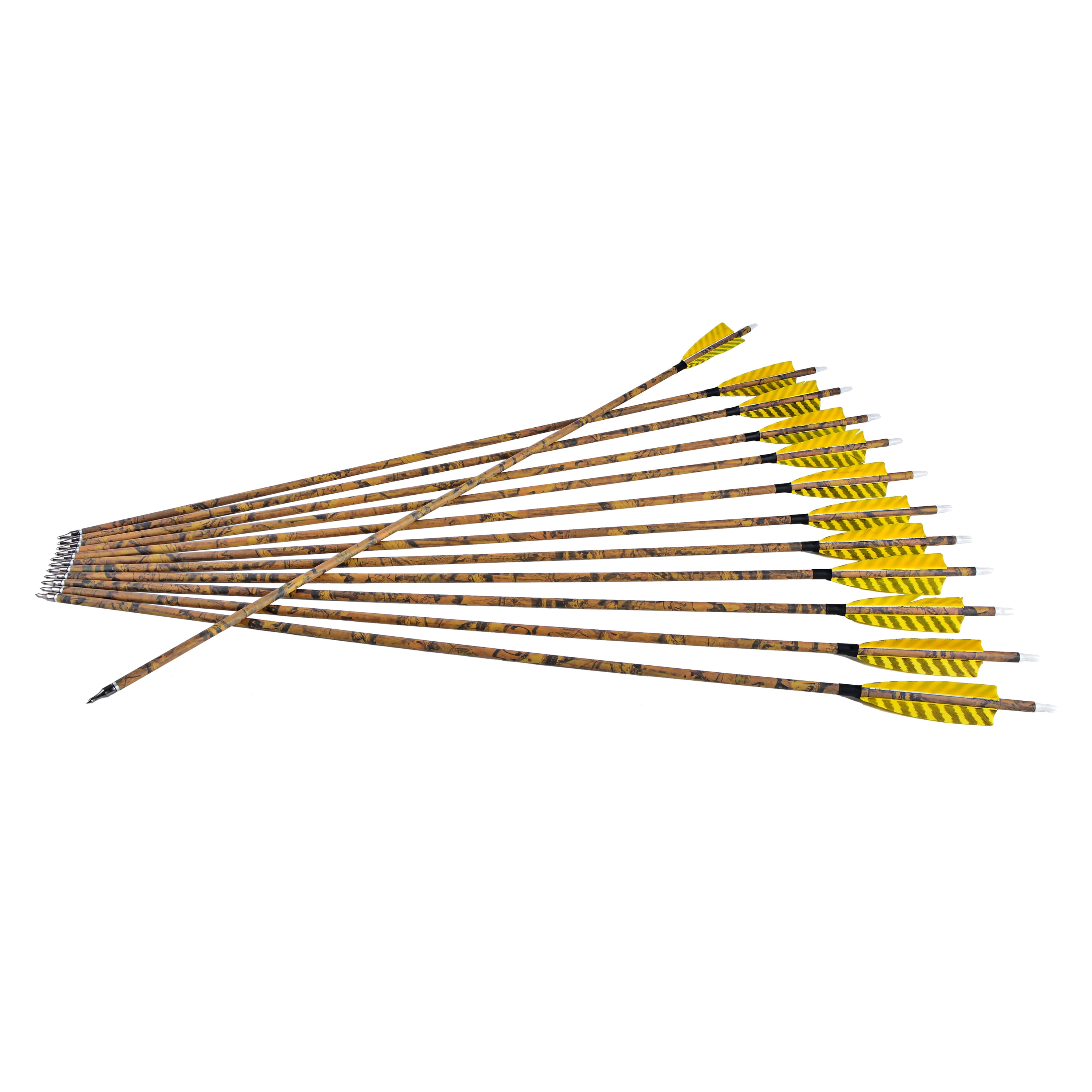 SHARROW Archery 30" Camo Hunting Carbon Arrows with 4" Barred Turkey ...