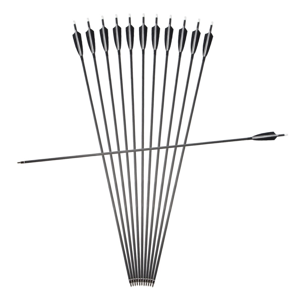 SHARROW Archery 34" Turkey Feather Carbon Arrows Spine 500, 12 Pack ...