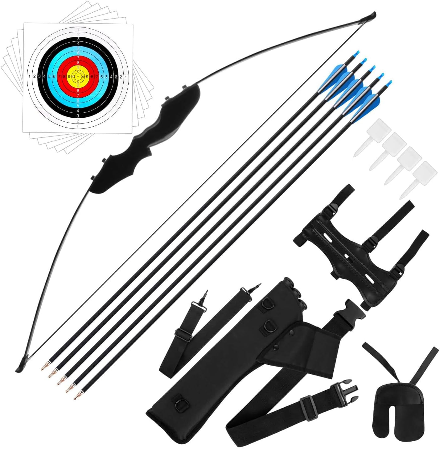 SHARROW Archery Takedown Recurve Bow and Arrow Set Hunting Long Bow Kit ...