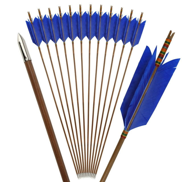 SHARROW Pack of 12 Archery Flu Flu Arrows Handmade Traditional Bamboo ...