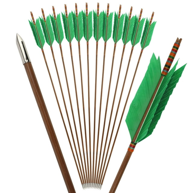 SHARROW Pack of 12 Archery Flu Flu Arrows Handmade Traditional Bamboo ...