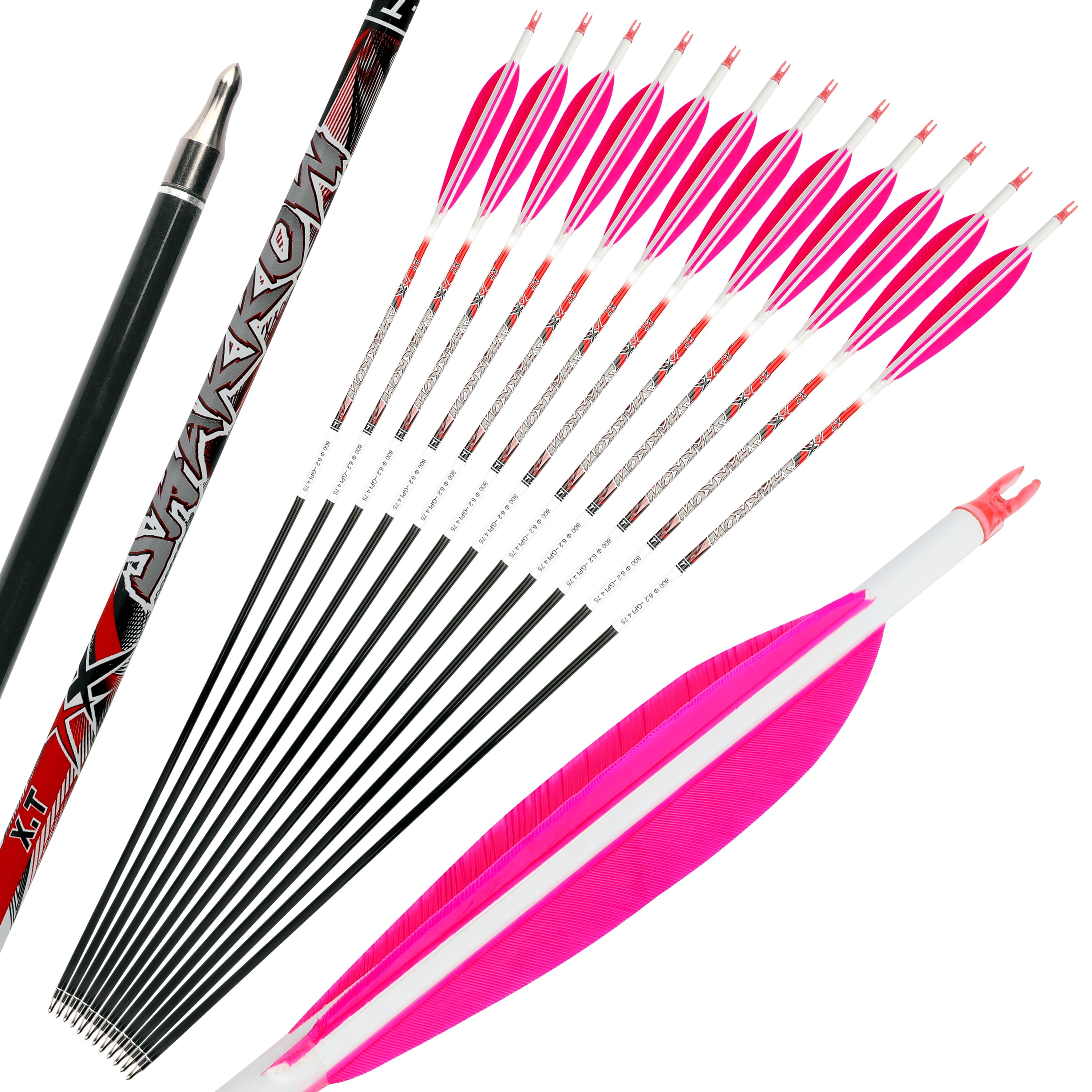 SHARROW XT Series 6.2mm/.244" Pure Carbon Arrows for Target Archery ...