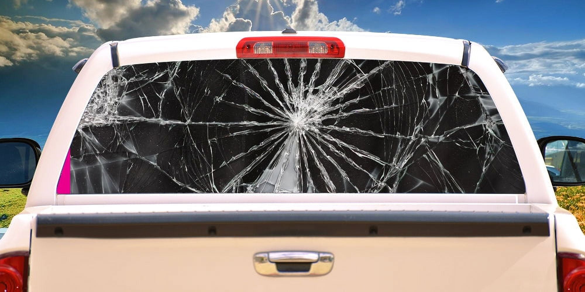 SHATTERED Rear Window Graphic back truck decal suv view thru vinyl ...