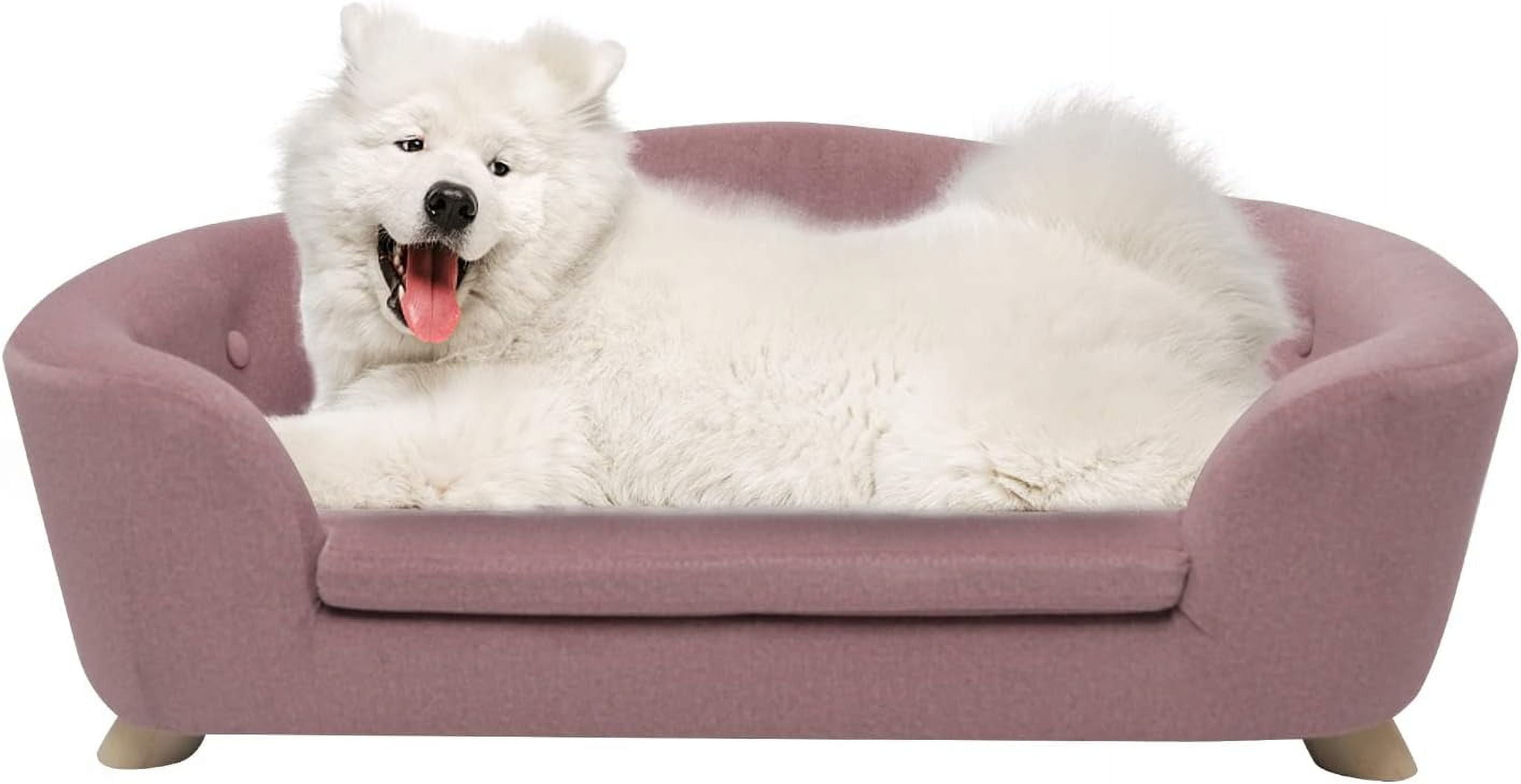 SHAVI Pink Pet Sofa 35" Wide Dog Couch for Large Dogs, Princess Low ...