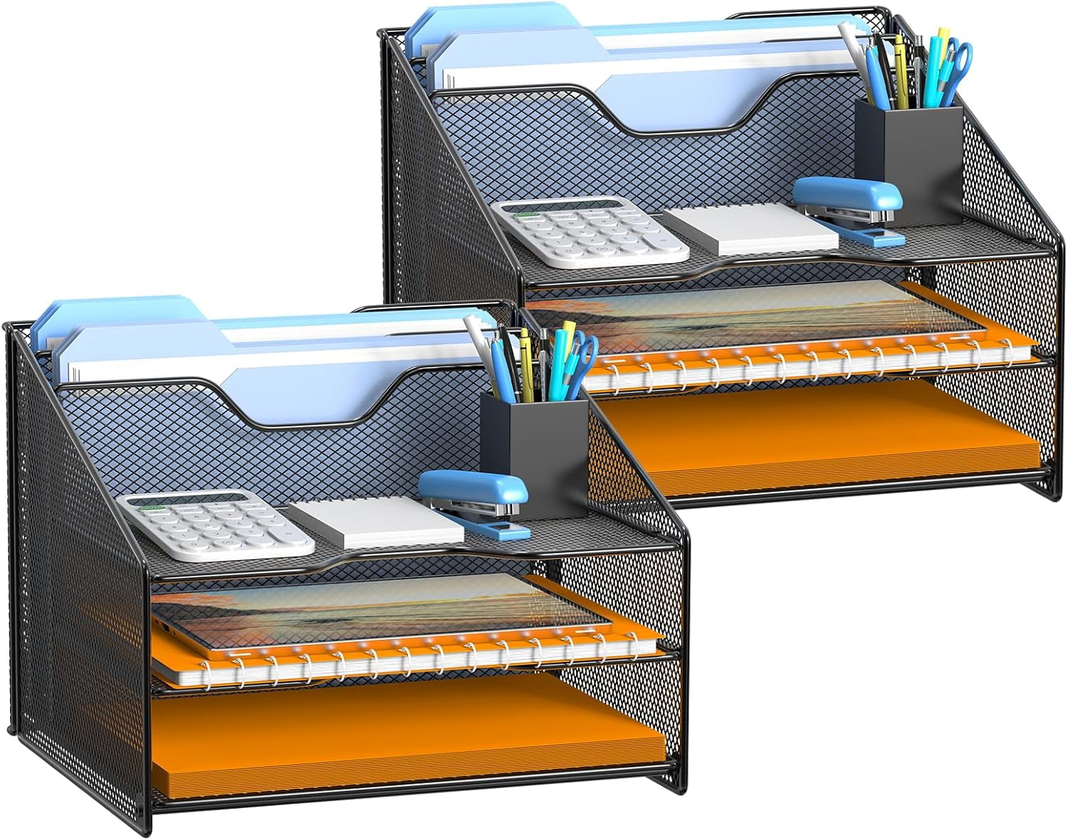 SHBOTO 2 Pack Mesh Desk File Organizer Letter Tray Holder, Desktop File ...