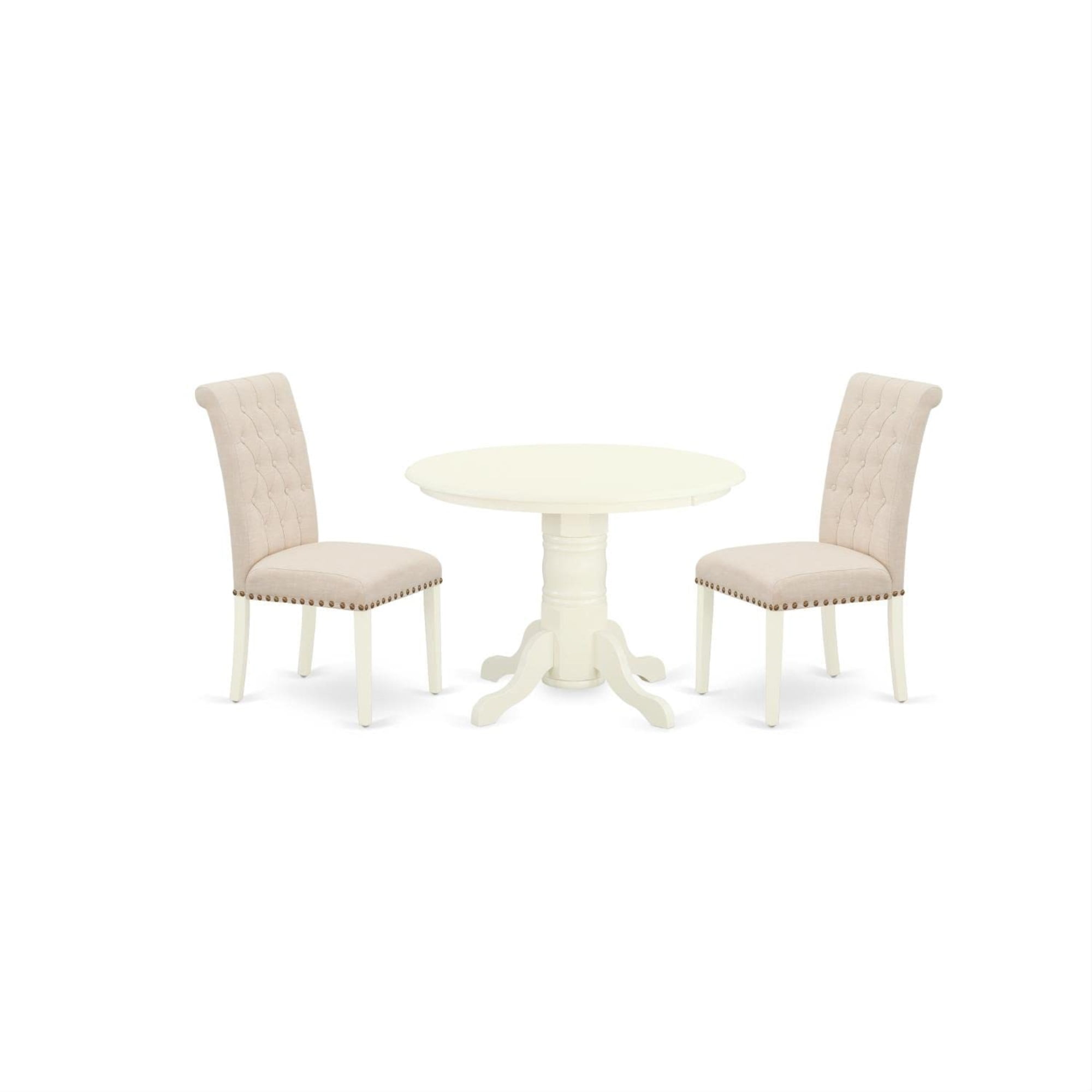 SHBR3-WHI-02 3Pc Dinette Set Includes a Round Dining Room Table and Two ...
