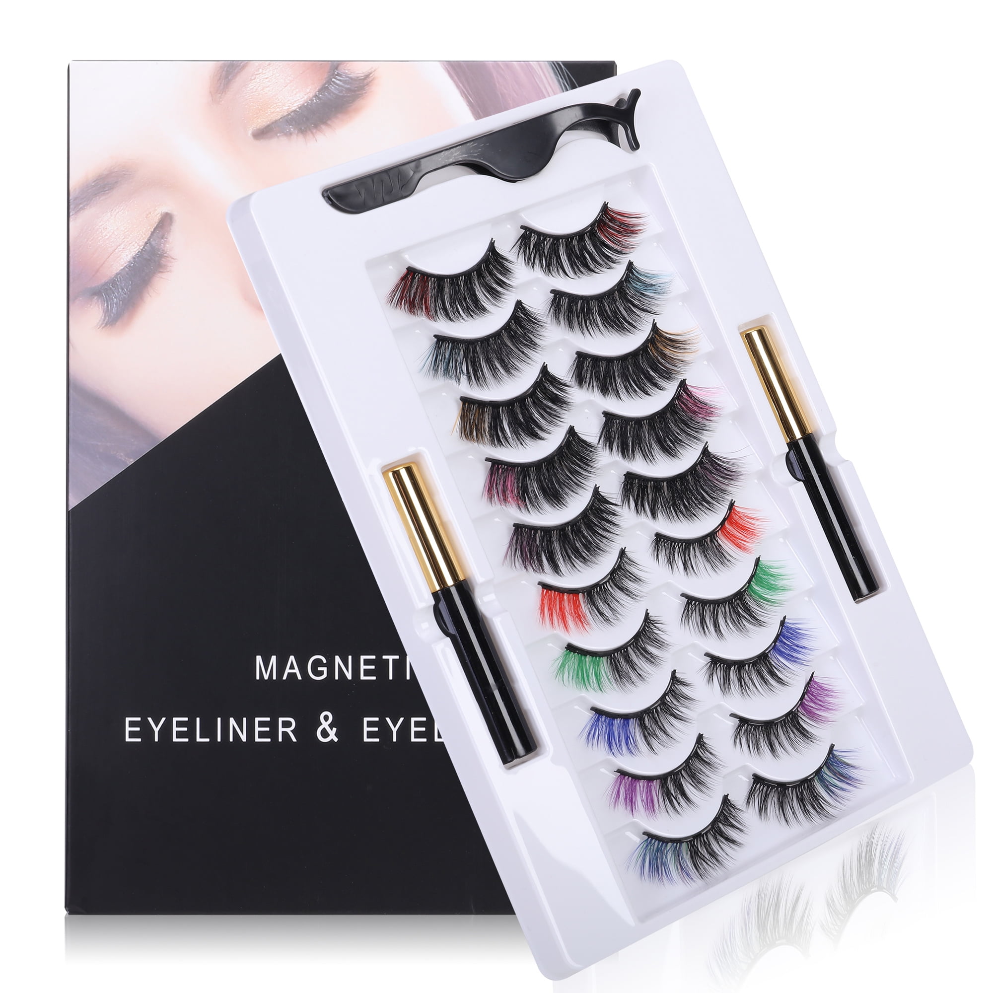 SHCKE 10 Pairs Colored Magnetic Eyelashes Kit, Lightweight, Easy to Use ...