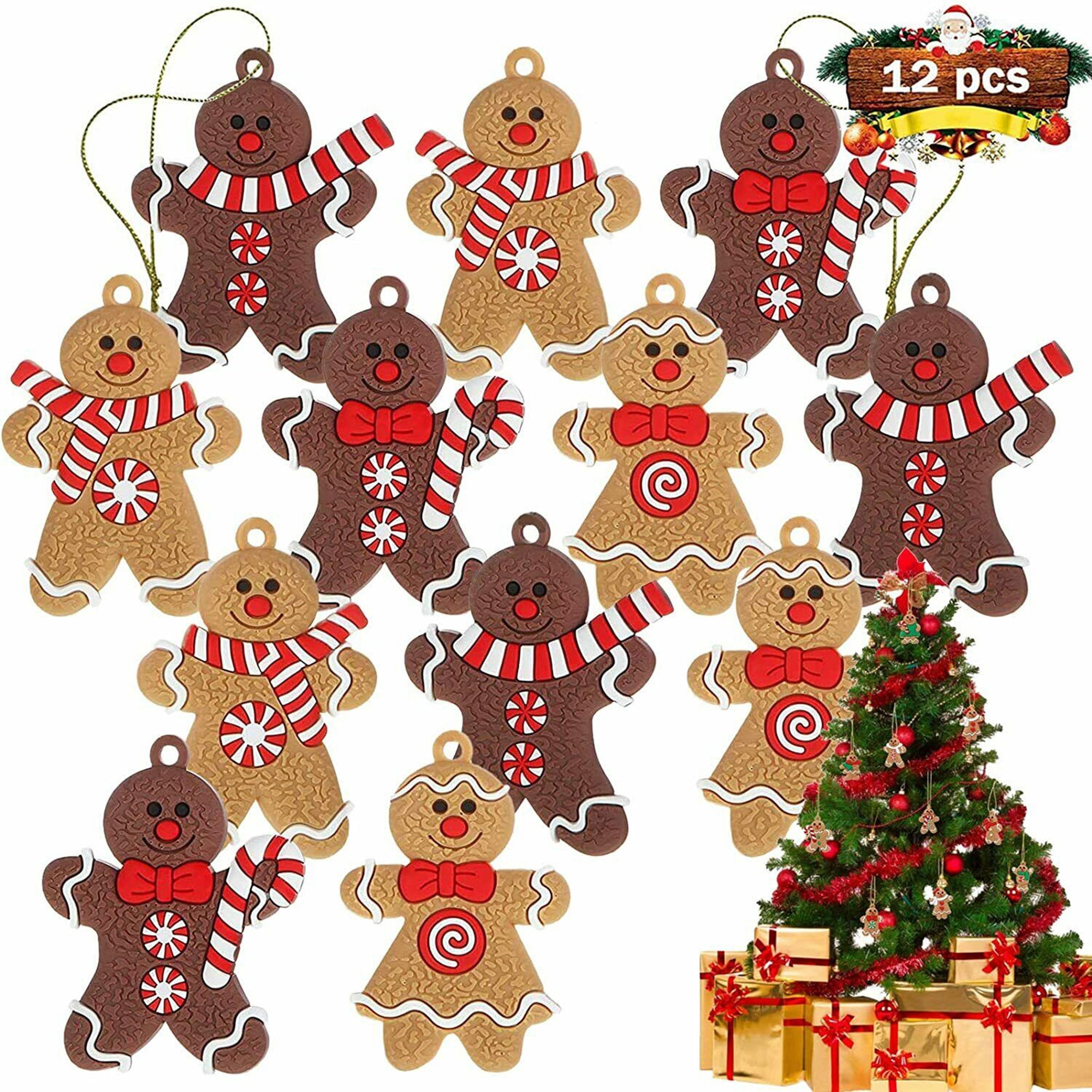 SHCKE 12Pcs Gingerbread Man Ornaments for Christmas Tree Decorations ...