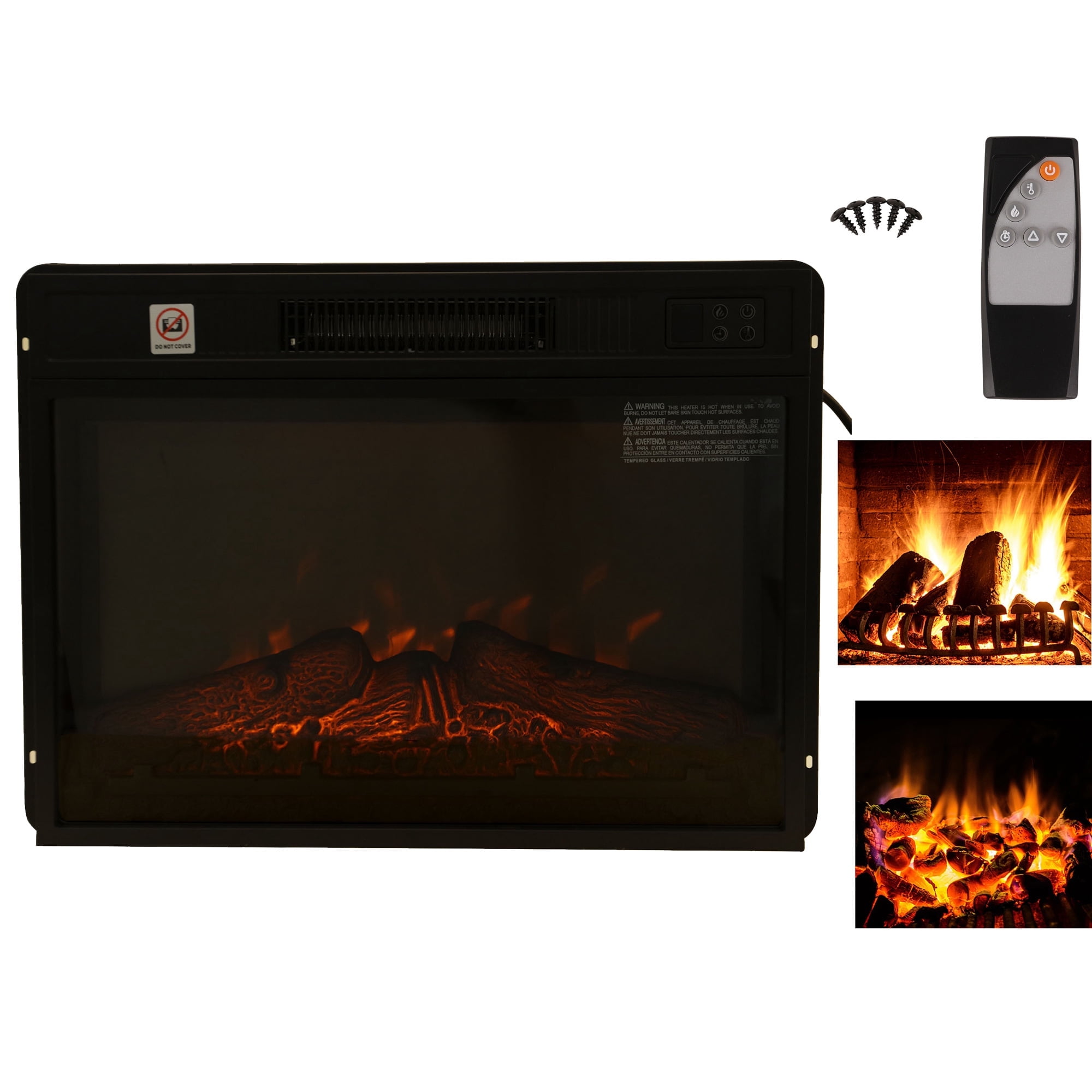 SHCKE 18"/23" Electric Fireplace Insert Timer Setting, Remote Control Fireplace Heater ...