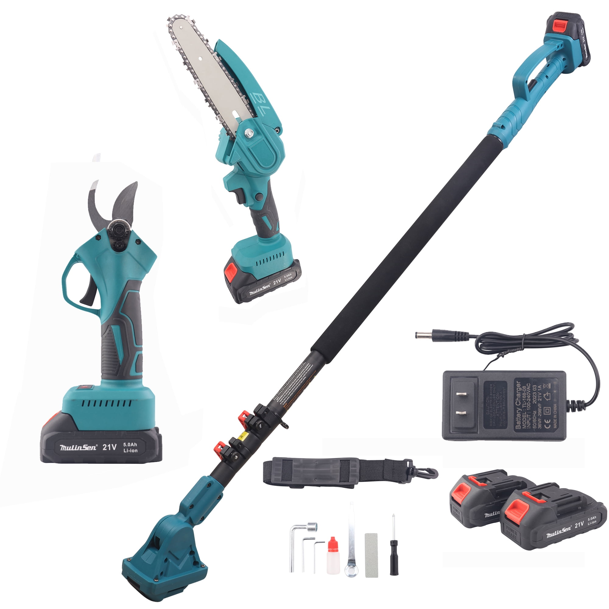 SHCKE 2-IN-1 Cordless Pole Saw Electric Chainsaw Cordless Battery ...