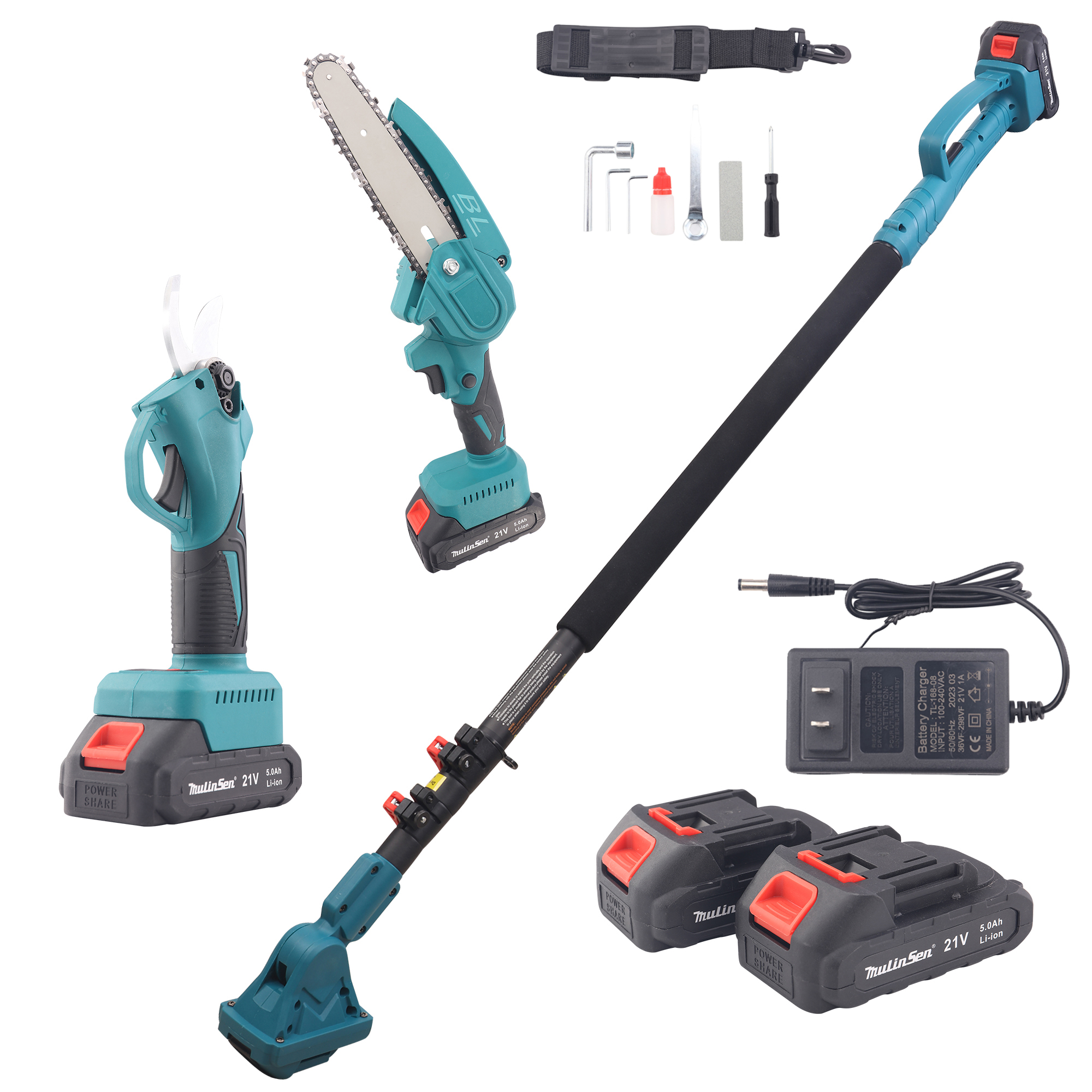 SHCKE 2-IN-1 Pruning Saw Cordless Pole Saw & Mini Chainsaw Electric ...