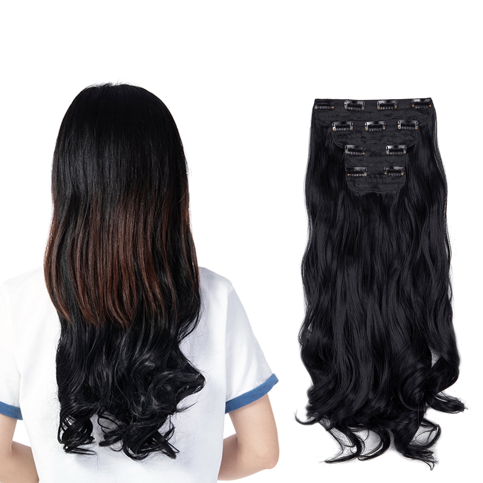 SHCKE 4 Pieces/set Clip In Hair Extensions 18 Inch Curly Hair ...