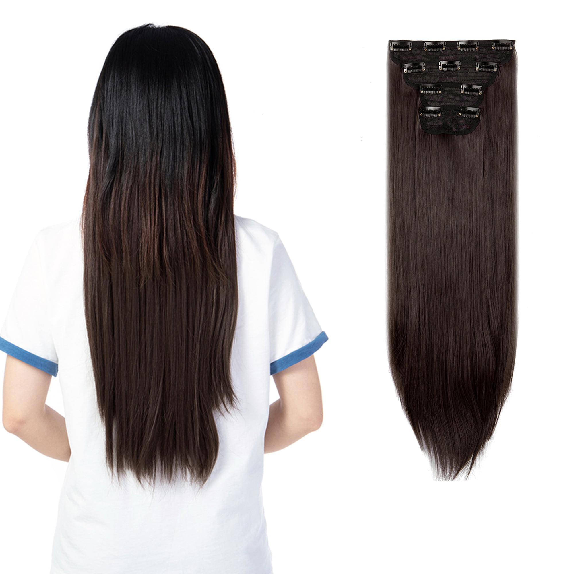 SHCKE 4Pcs 200g Clip in Hair Extensions Thickened 18 Inch Clip Hair ...
