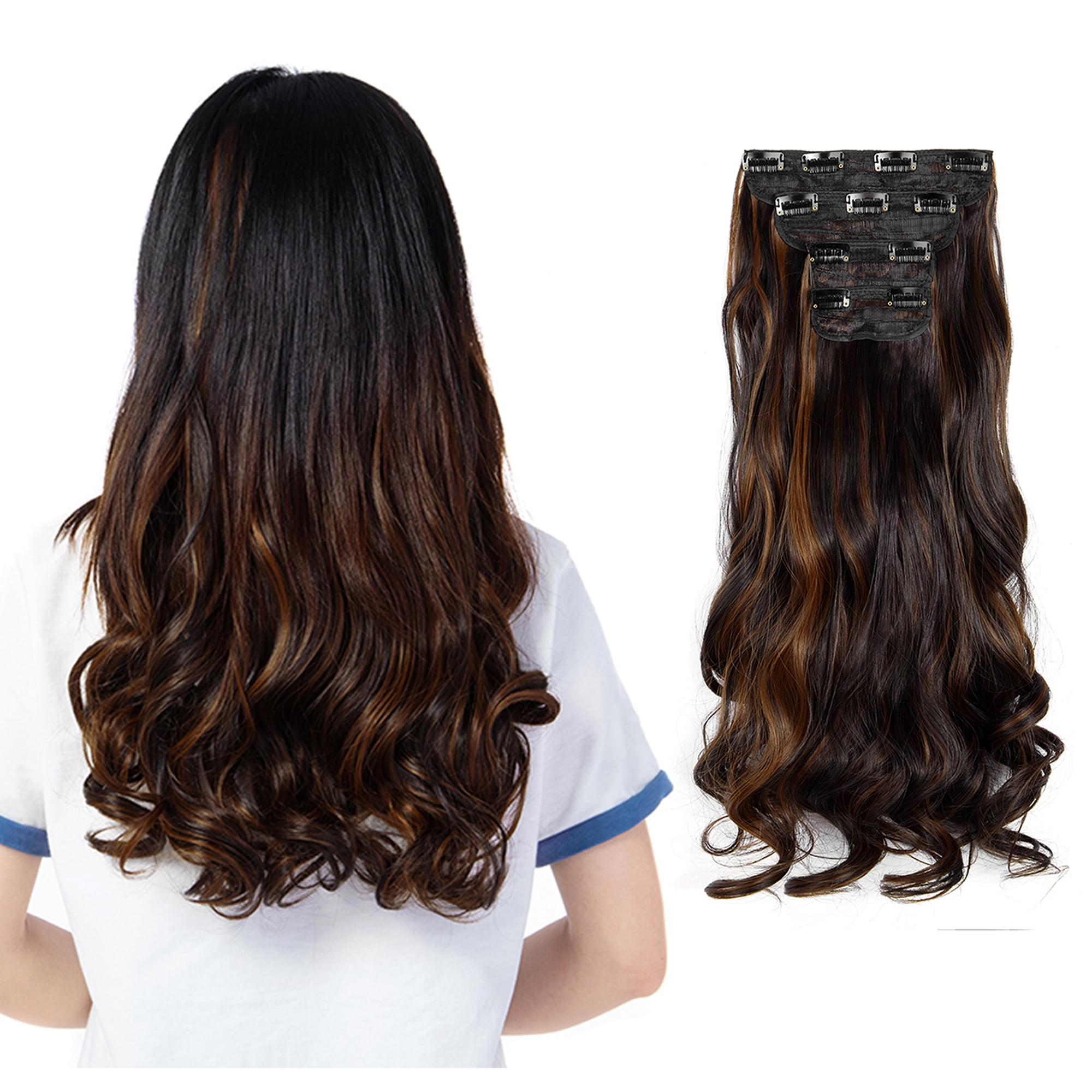 SHCKE 4 Pieces/set Clip In Hair Extensions 18 Inch Curly Hair ...