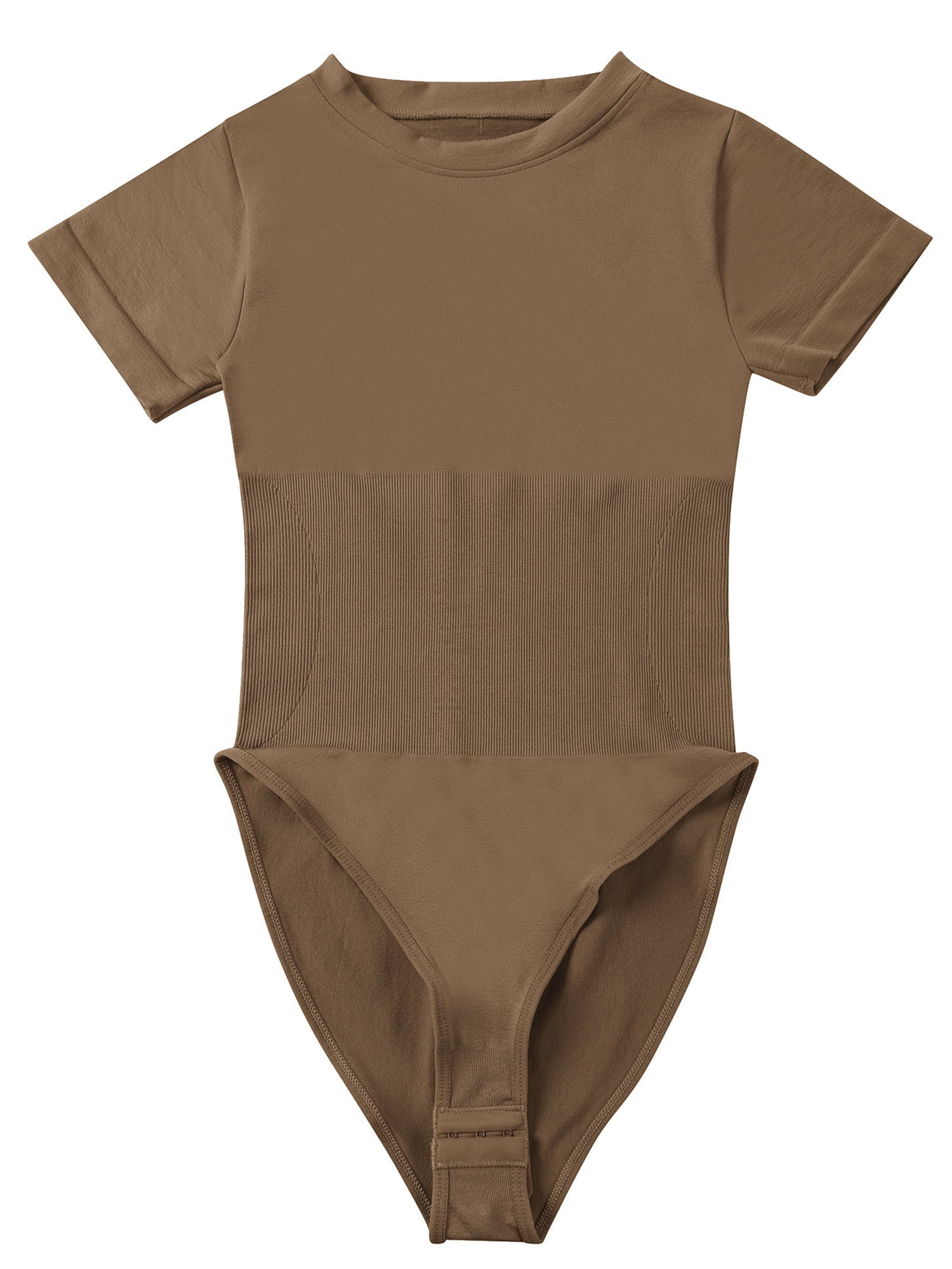 SHCKE Bodysuit for Women Short Sleeve Basic Women Clothing Scoop Neck Tops Round Neck Short ...