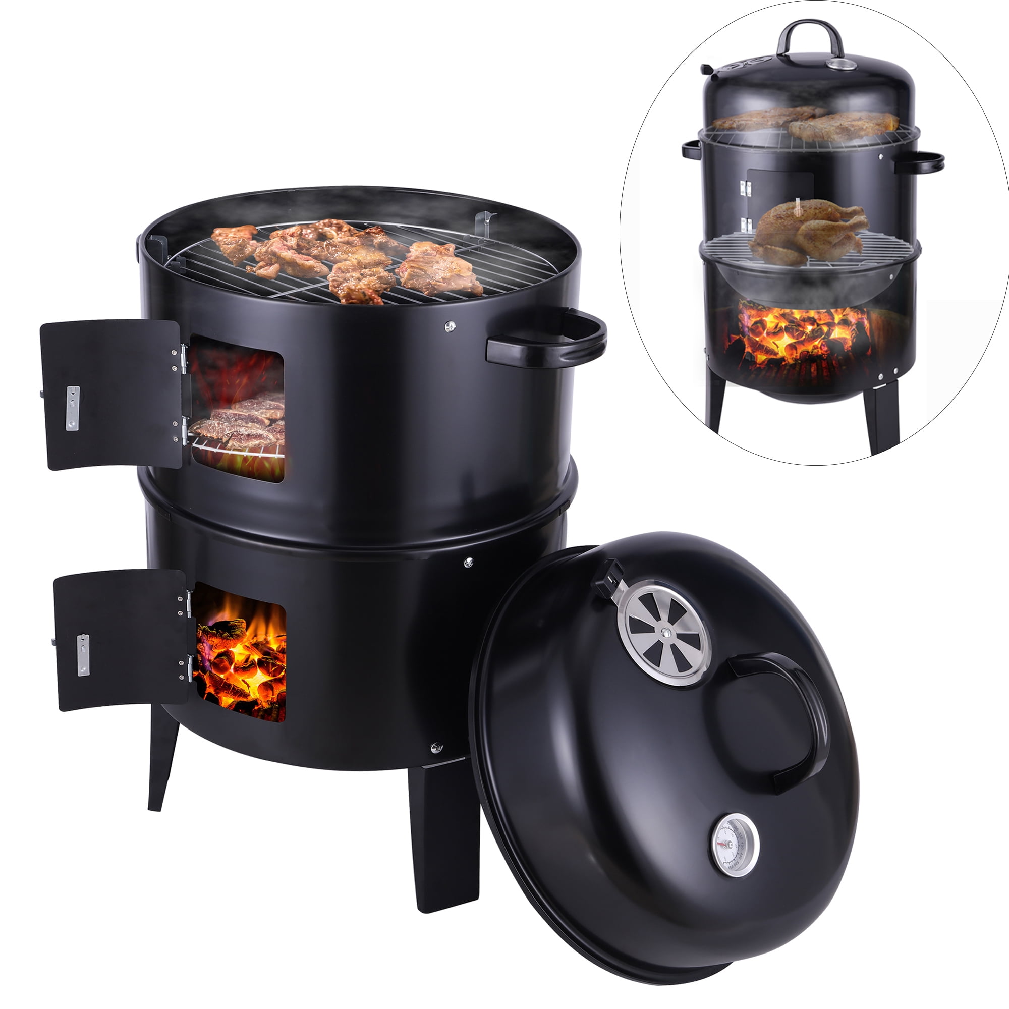 SHCKE 38cm Charcoal Vertical Grill, Portable and Adjustable Air Vent - Walmart.com