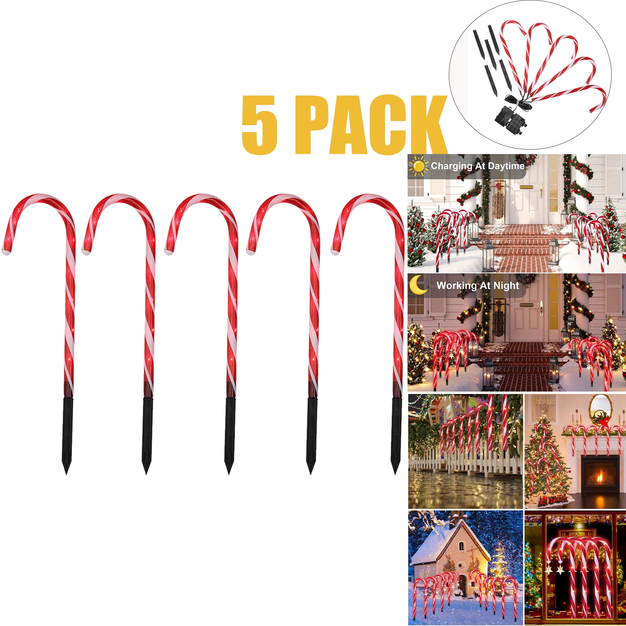 SHCKE Christmas Candy Cane Lights Outdoor Pathway Candy Cane Landscape ...