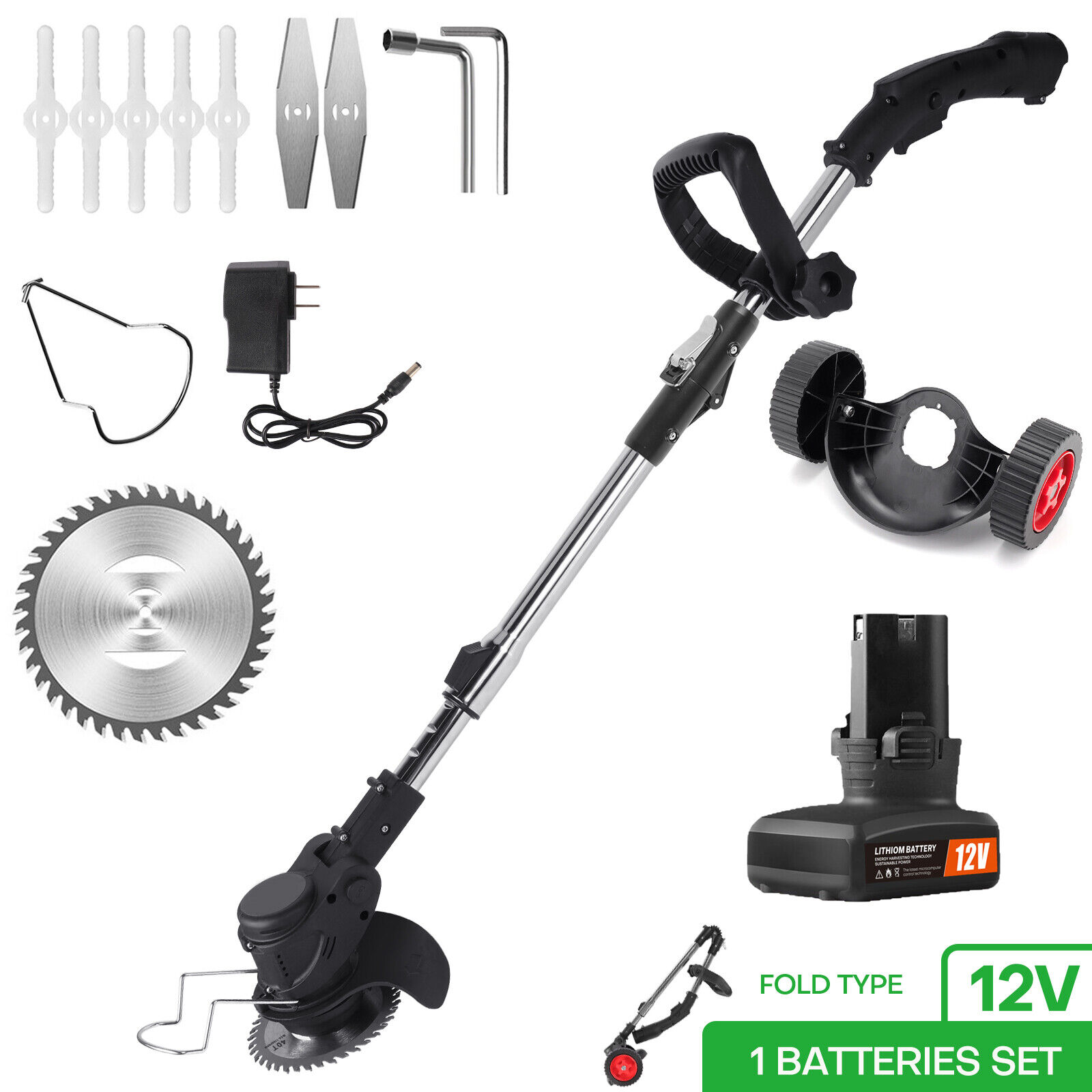 SHCKE Cordless Grass Trimmer Lawn Mower Electric Handheld String ...