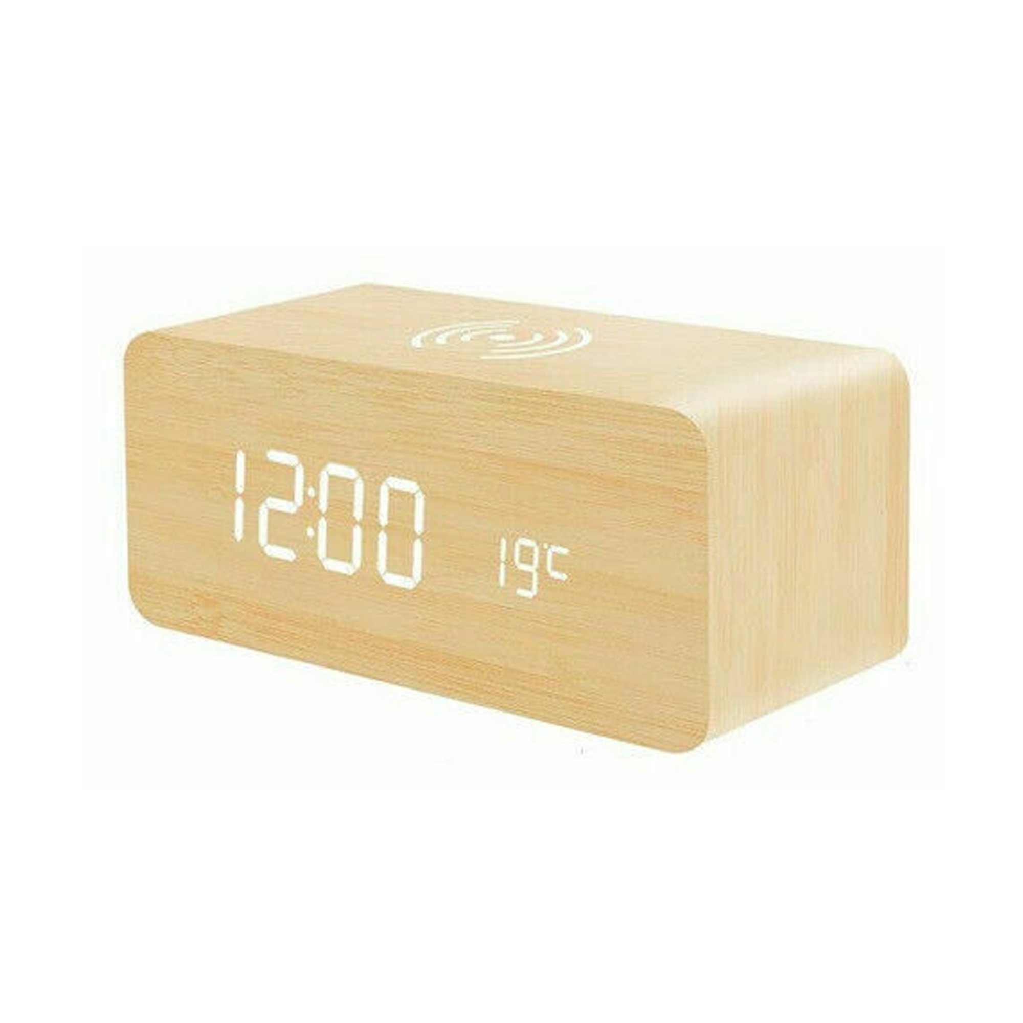 SHCKE Digital Wooden Alarm Clock with Wireless Charging - LED Digital ...