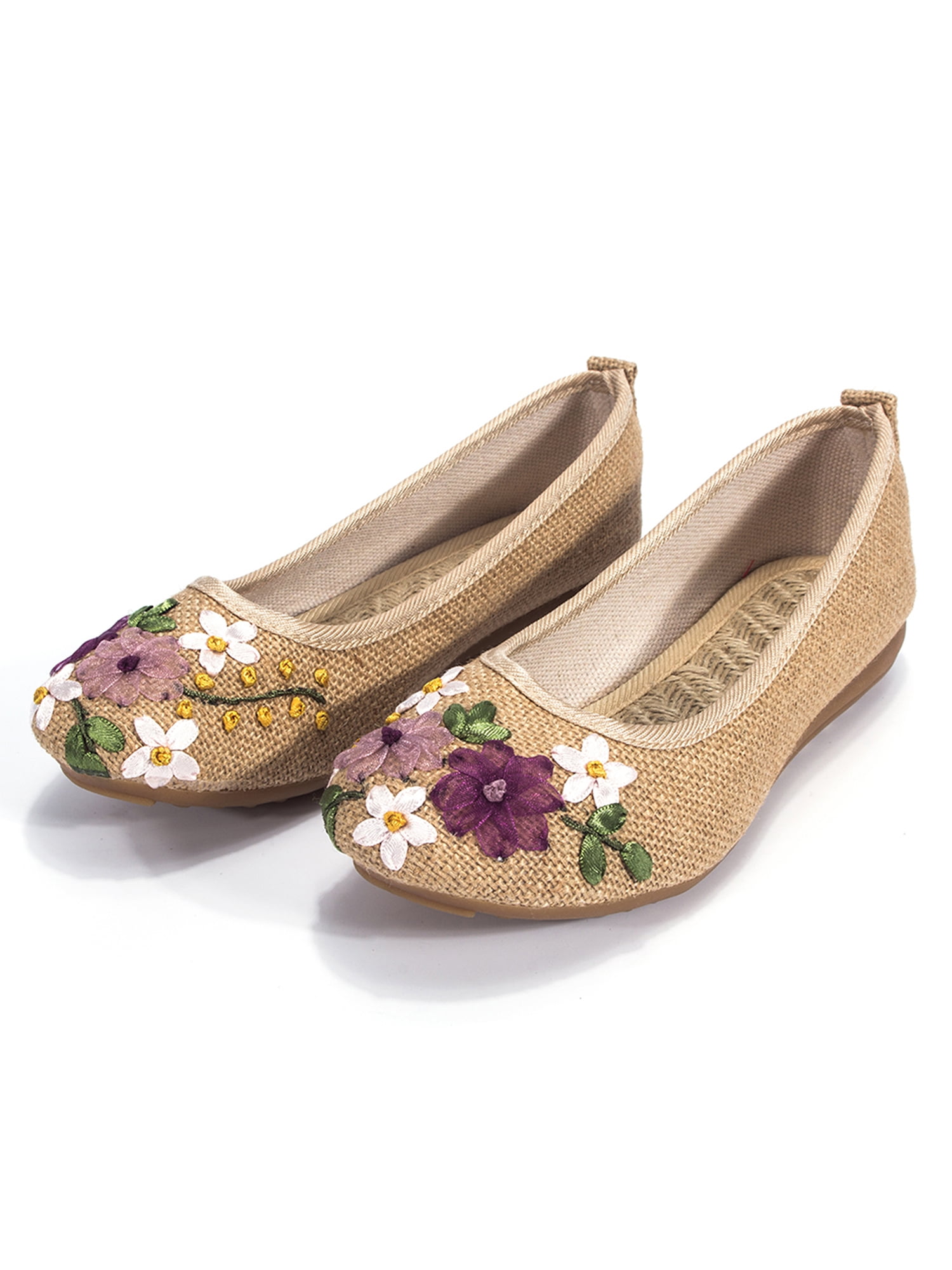 SHCKE Embroidered Chinese Style Retro Flats Ballet Embroidery National ...