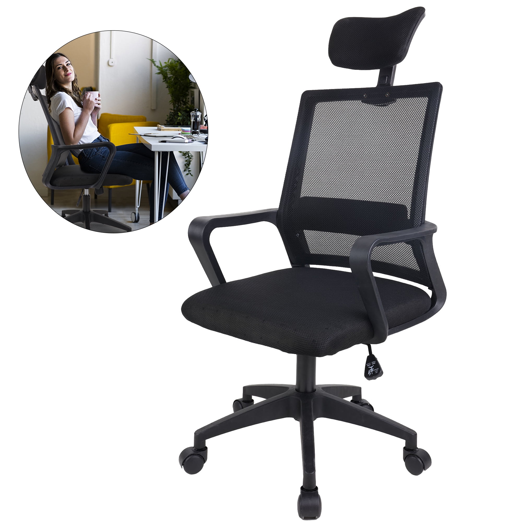 SHCKE Ergonomic Mesh Office Chair High Back Computer Chair, Lumbar ...