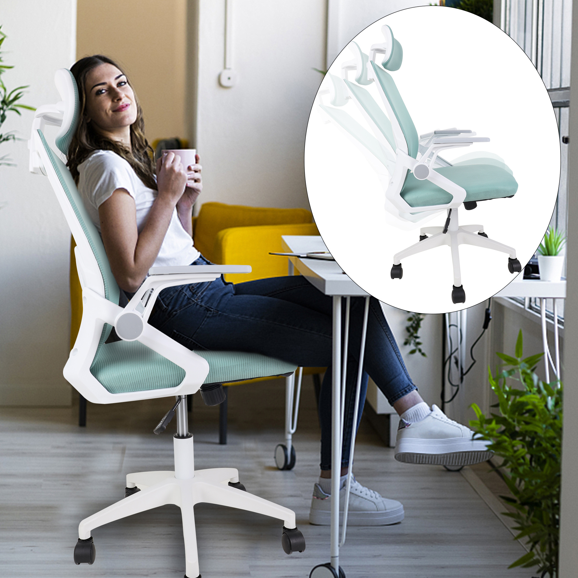 SHCKE Ergonomic Mesh Office Chair High Back Computer Chair, Lumbar ...