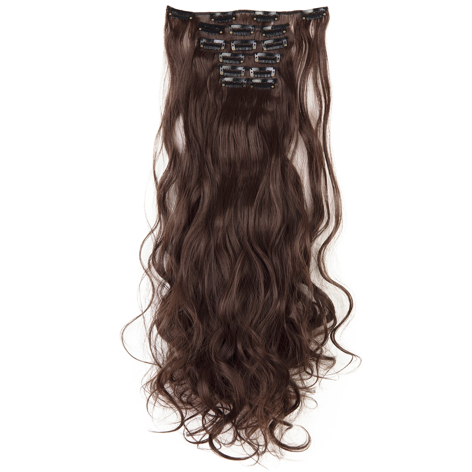 SHCKE Full Head Clip in Hair Extensions Colorful 26" Long Straight Hair ...