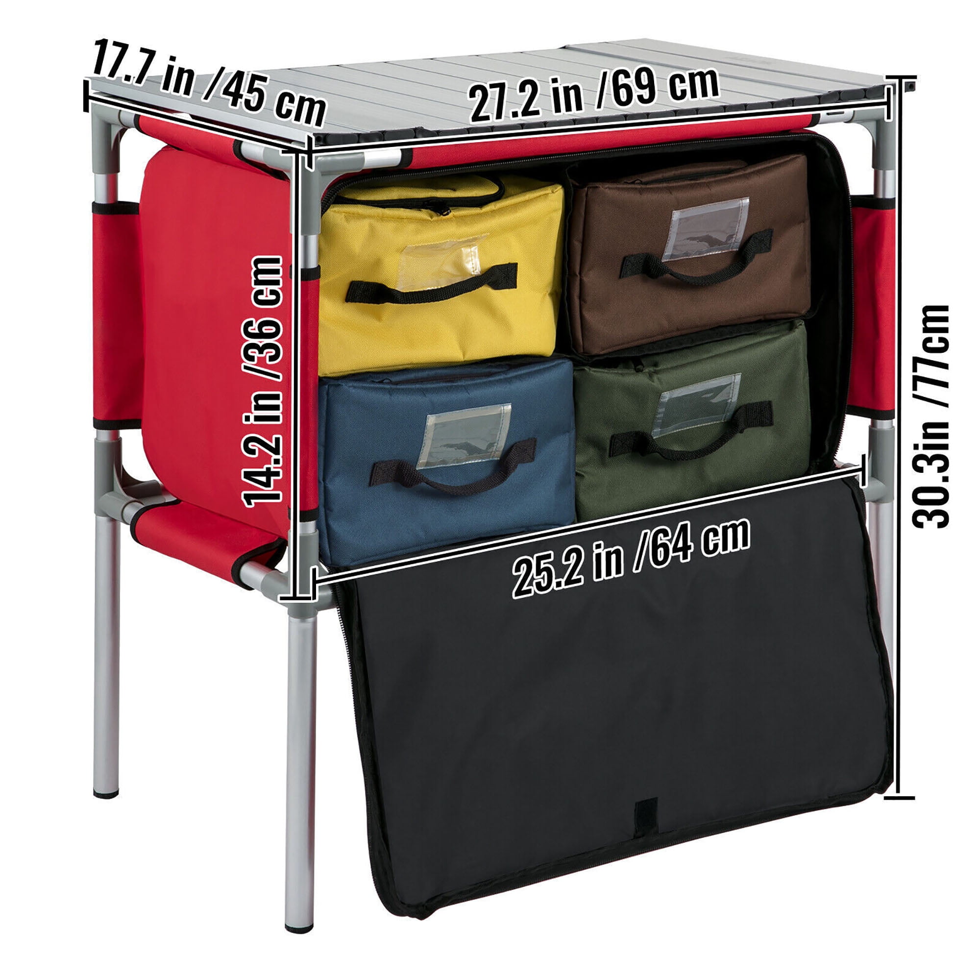 SHCKE Outdoor Folding Table Aluminum Portable Folding Camp Station with ...