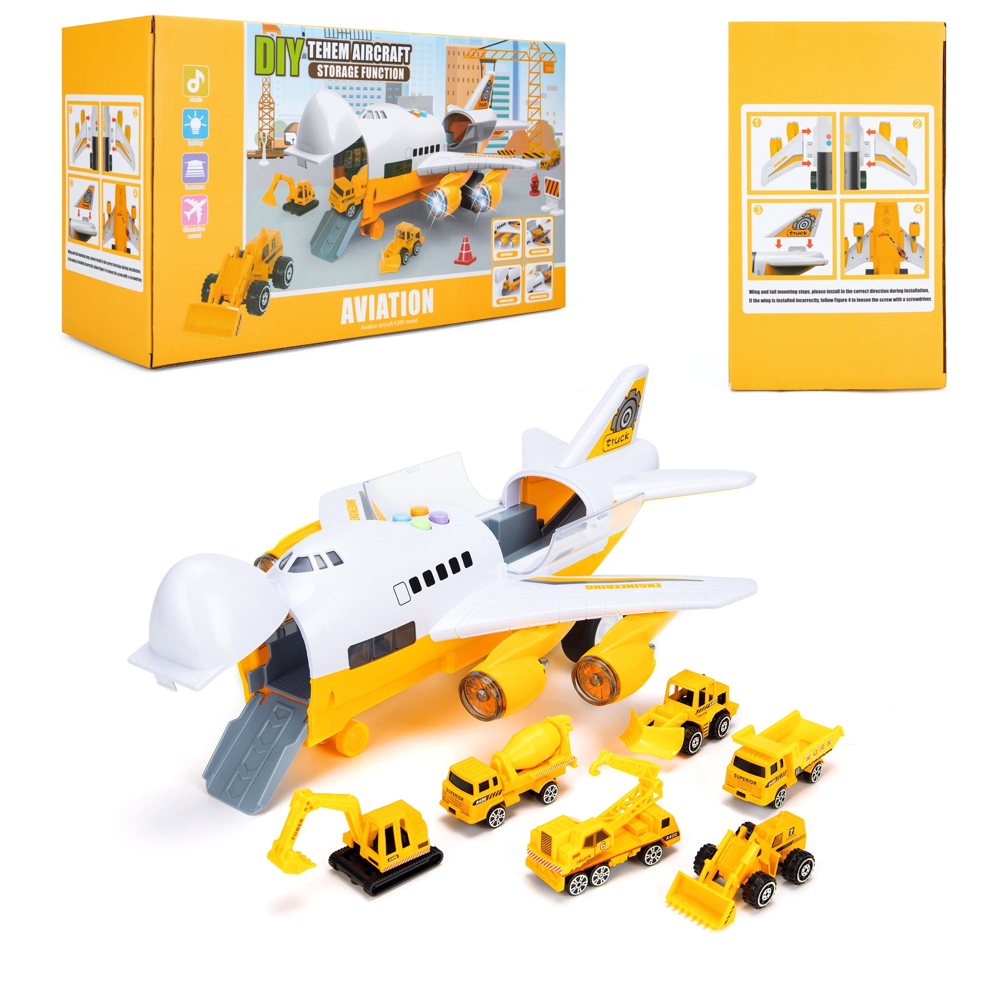 SHCKE Police Car Toys Set with Transport Cargo Airplane Educational ...