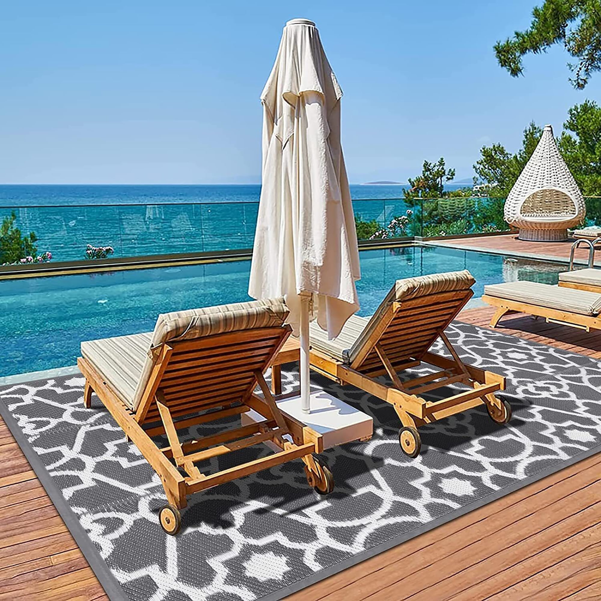 SHCKE Reversible Outdoor Rug Modern Large Floor Mats Home Outdoor ...