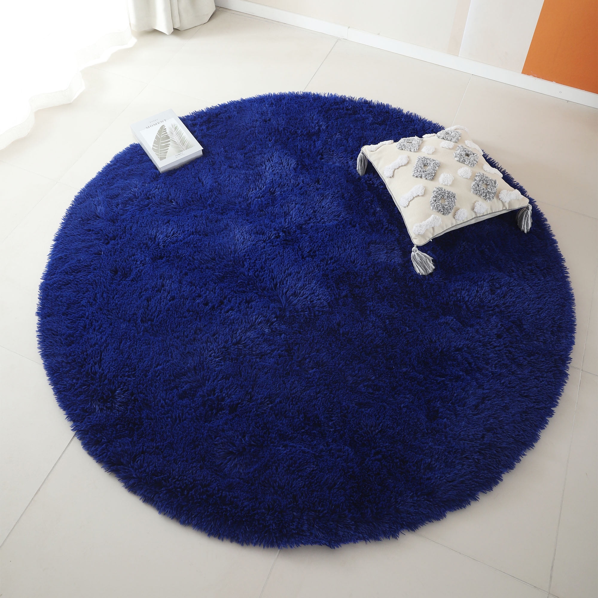 SHCKE Round Rug Fluffy Circle Rug Faux Fur Area Rug Soft Fluffy Carpets ...