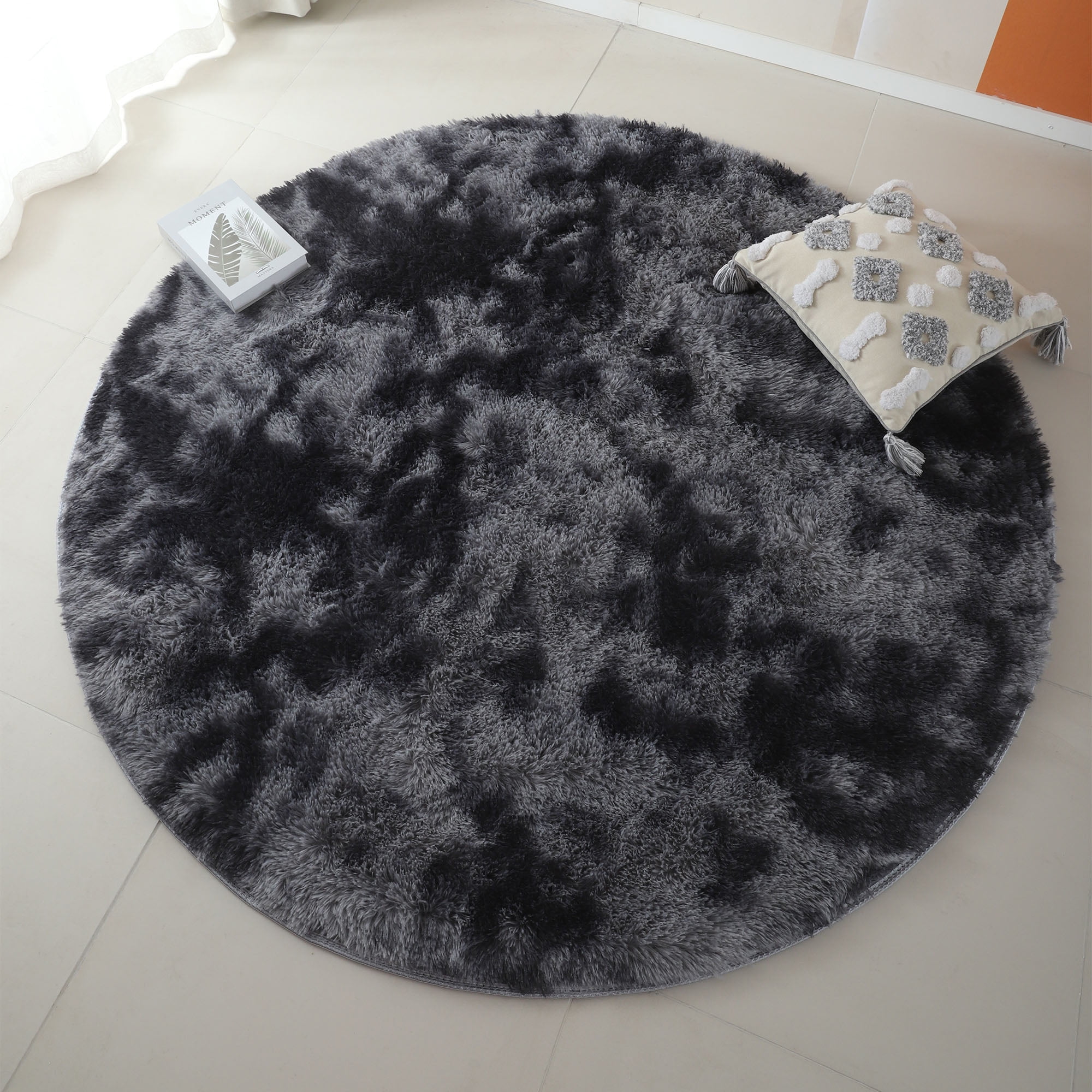 SHCKE Round Rug Fluffy Circle Rug Faux Fur Area Rug Soft Fluffy Carpets ...