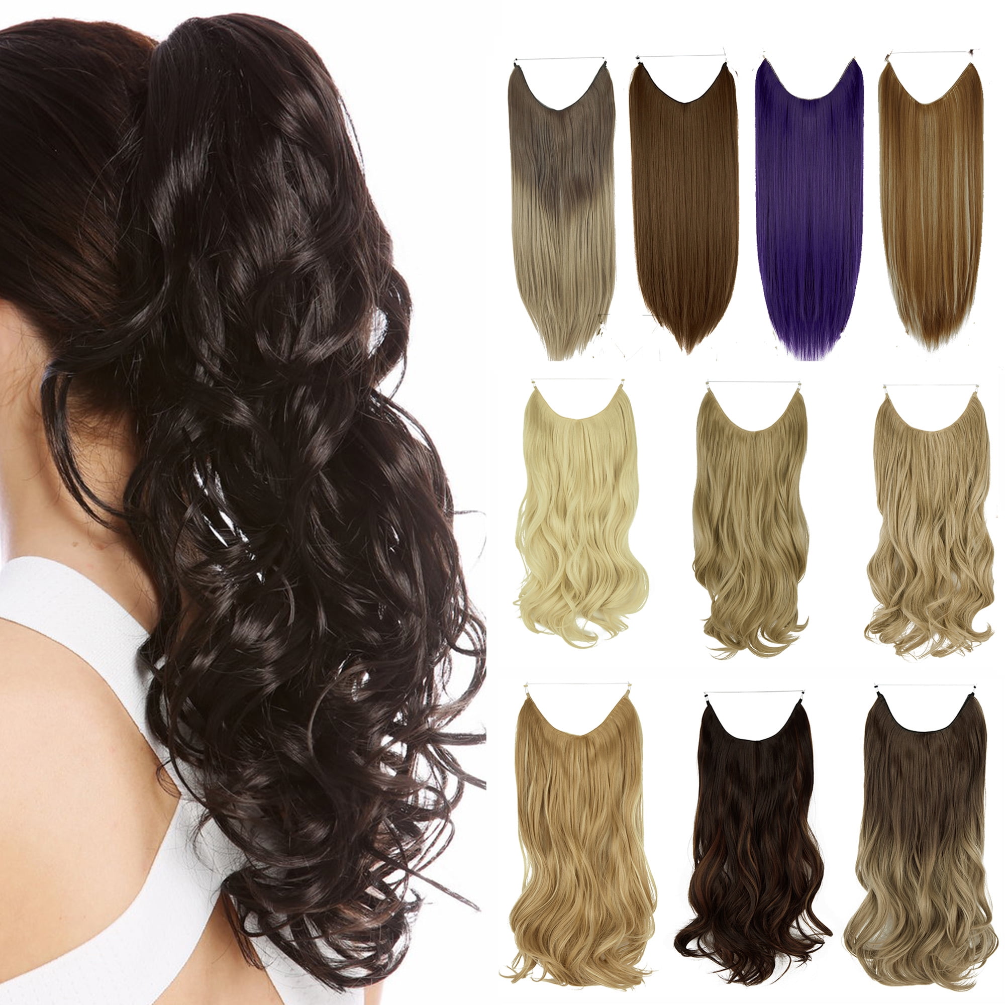 SHCKE Secret Hair Extensions 20 Inch Invisible Deep Purple Hair ...