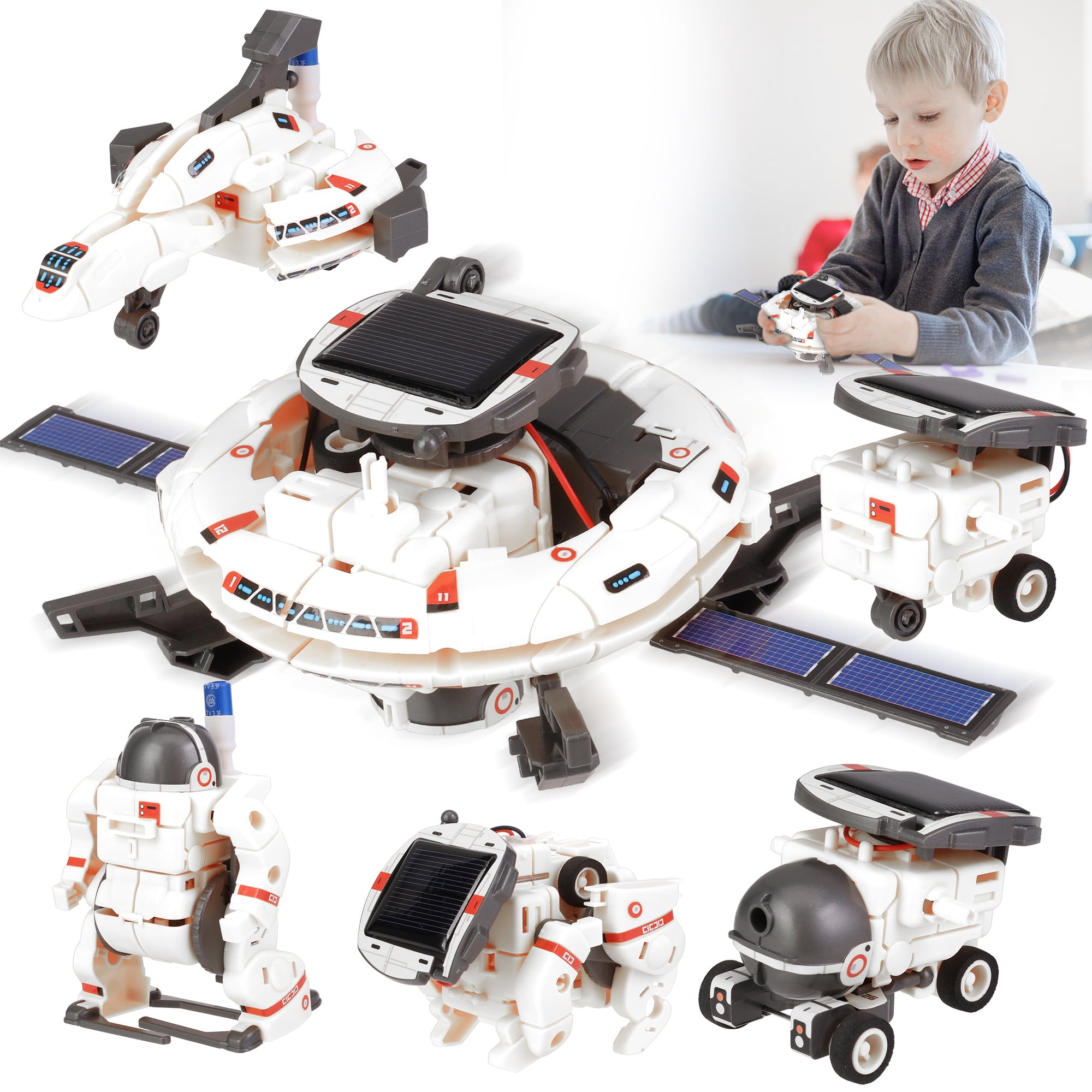 SHCKE Solar Robot Toys 6 in 1 STEM Learning Kits Space Fleet Building ...