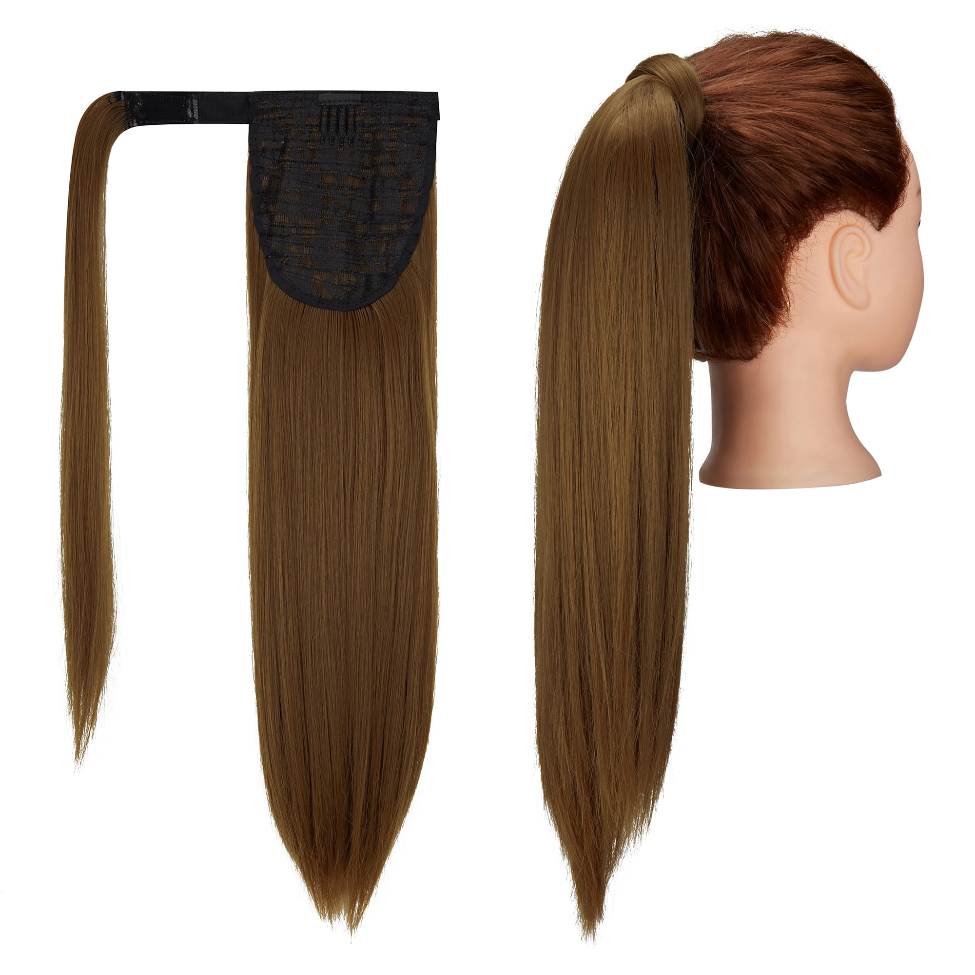 SHCKE Straight Hair Ponytail Extension 20"/28" Long Wrap Around ...