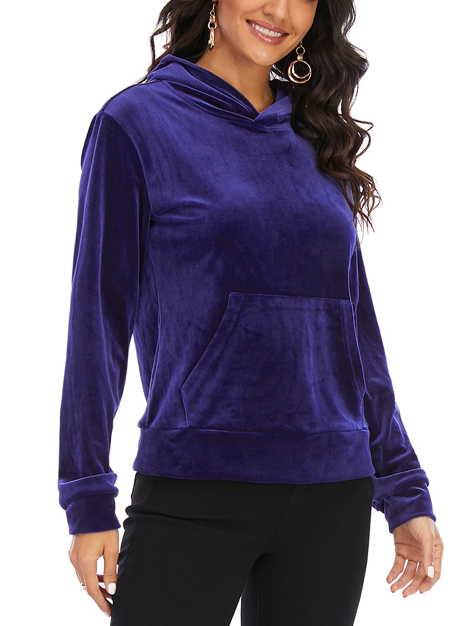 SHCKE Women Velour Sweatshirt Long Sleeve Hoodie Sweatshirt Warm ...