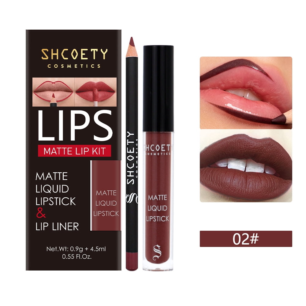 SHCOETY 12-color matte lip liner lip glaze set nude non-stick Cup ...