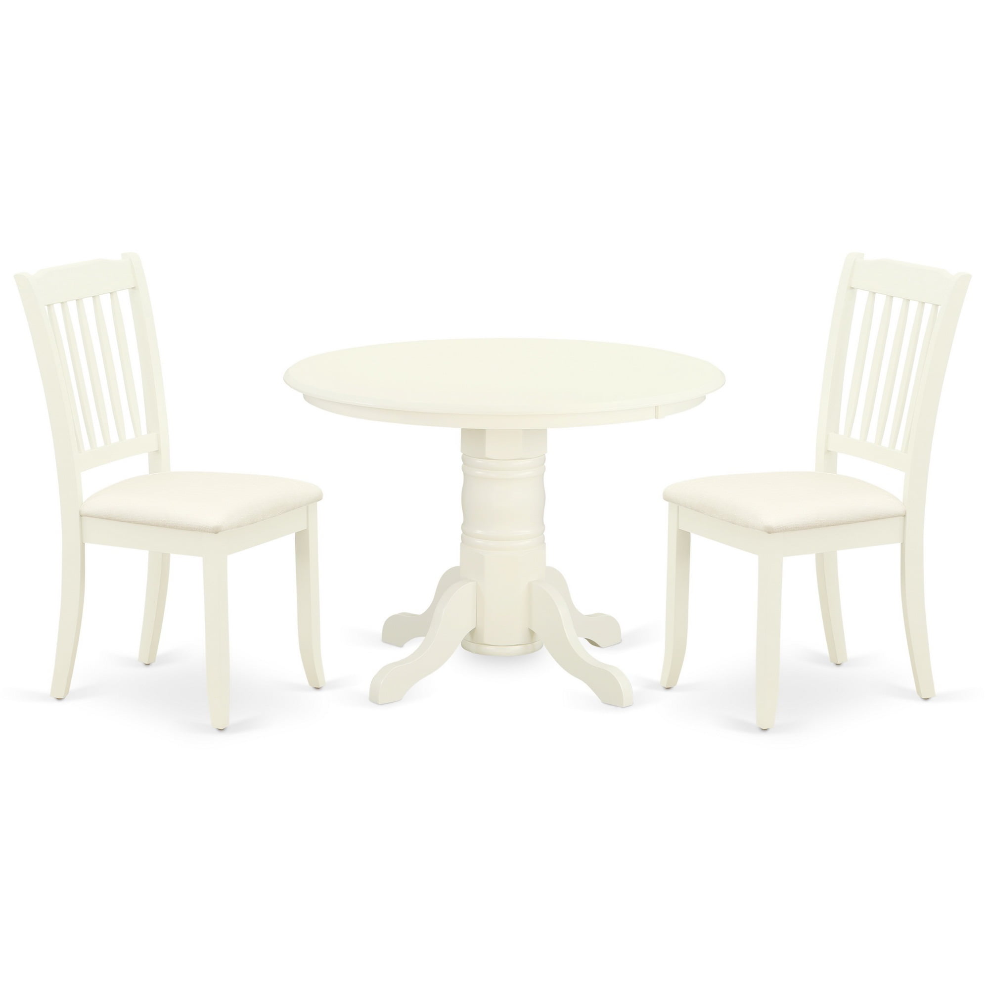 SHDA3-WHI-C 3Pc Dinette Set Includes a Round Dining Room Table and Two ...