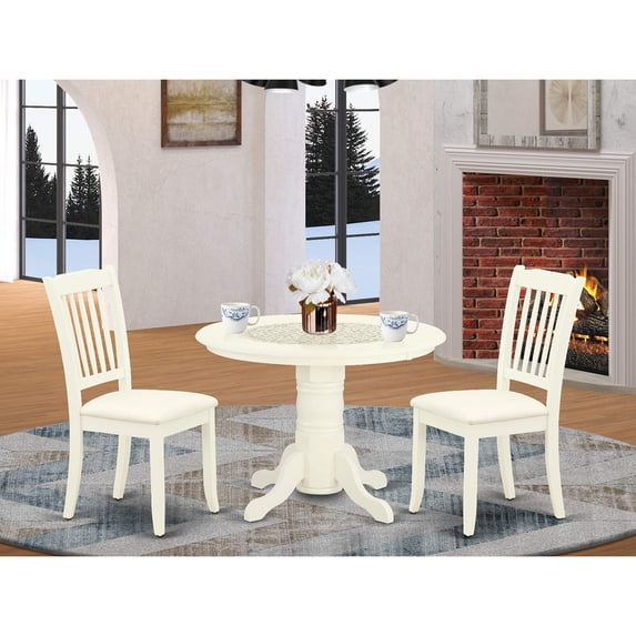SHDA3-WHI-C 3Pc Dinette Set Includes a Round Dining Room Table and Two ...