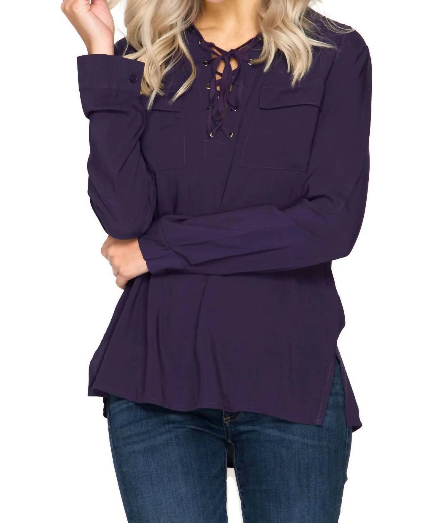 She + Sky Lace Up Shirt - Walmart.com