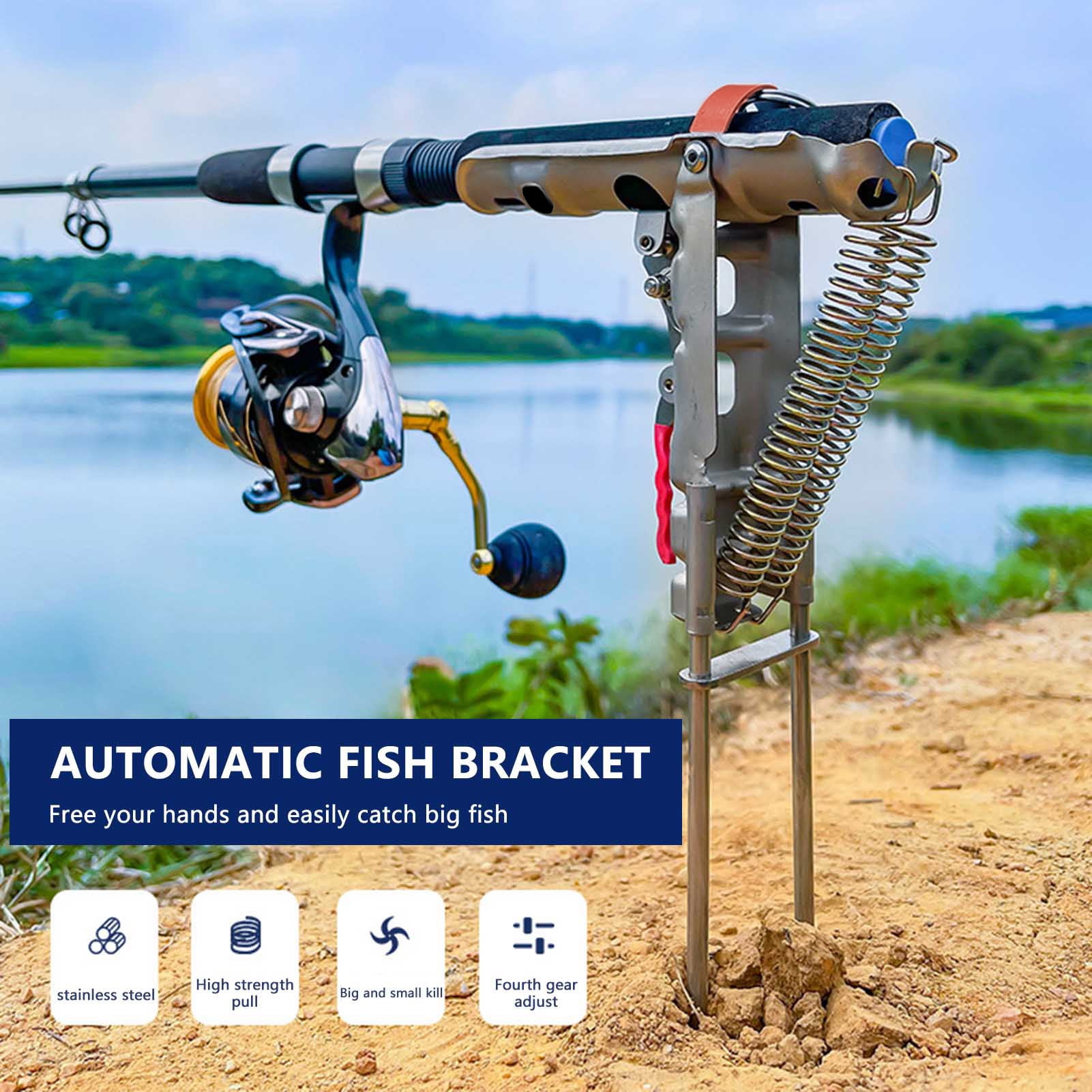 SHE Stainless Steel Fishing Rod Stand High Sensitivity Durable Ground ...