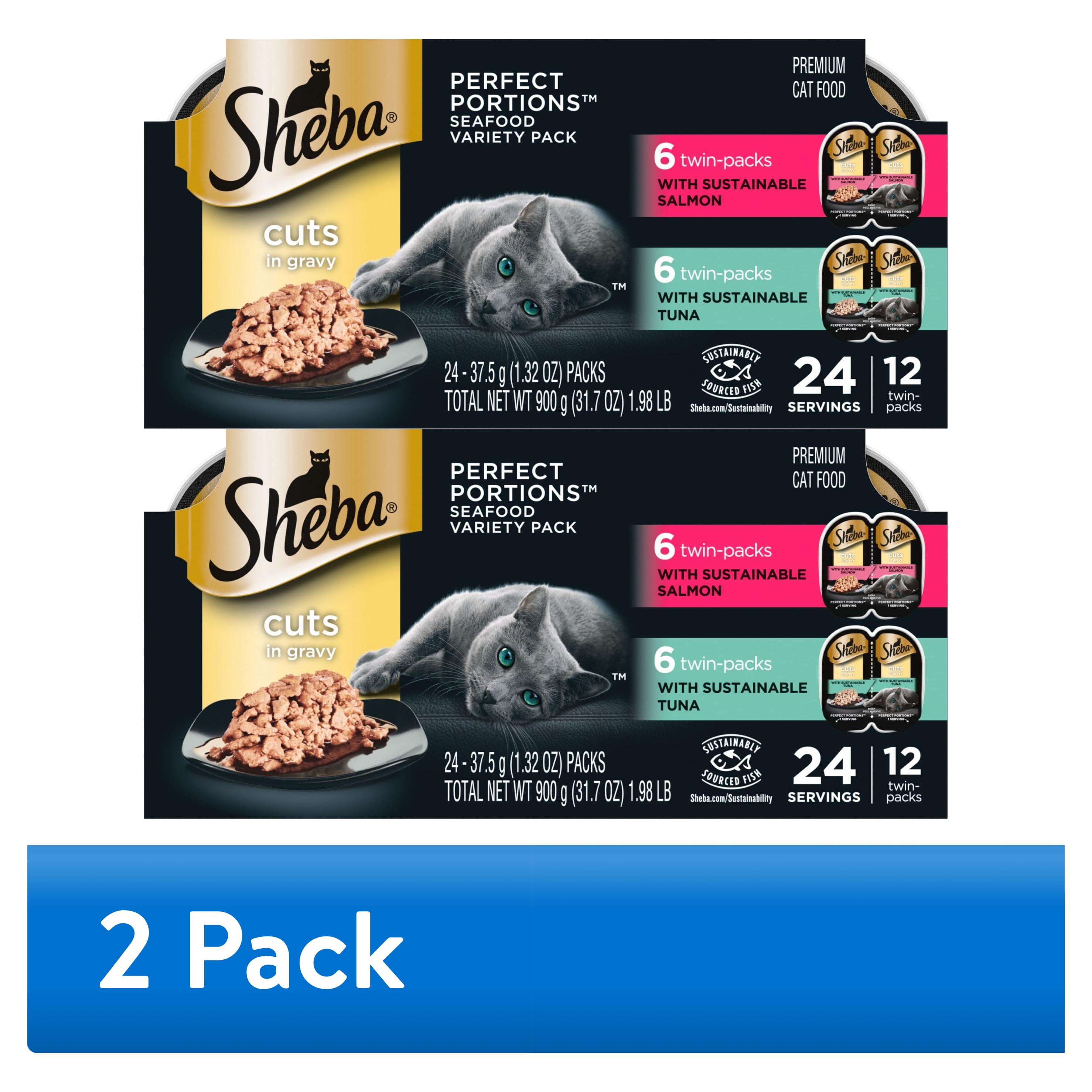 (2 pack) Sheba Perfect Portions Wet Cat Food Cuts in Gravy Variety Pack ...