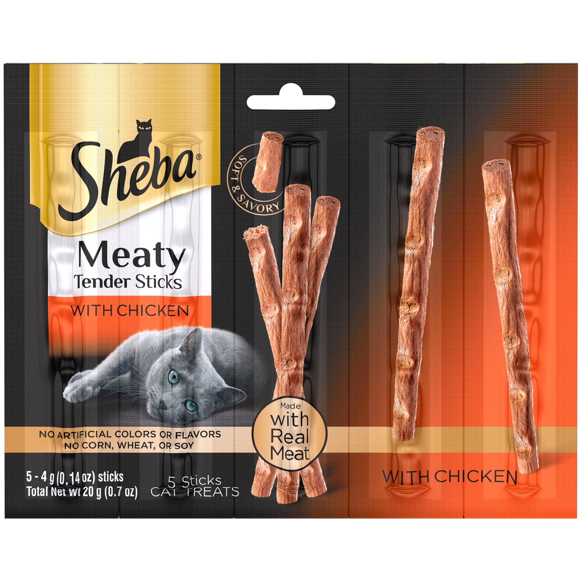 SHEBA Meaty Tender Sticks Chicken Flavor Cat Treats - Real Meat Food ...