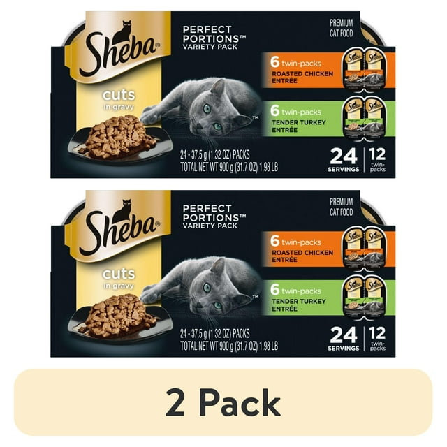 (2 pack) Sheba Wet Cat Food Cuts in Gravy Variety Pack, Roasted Chicken ...