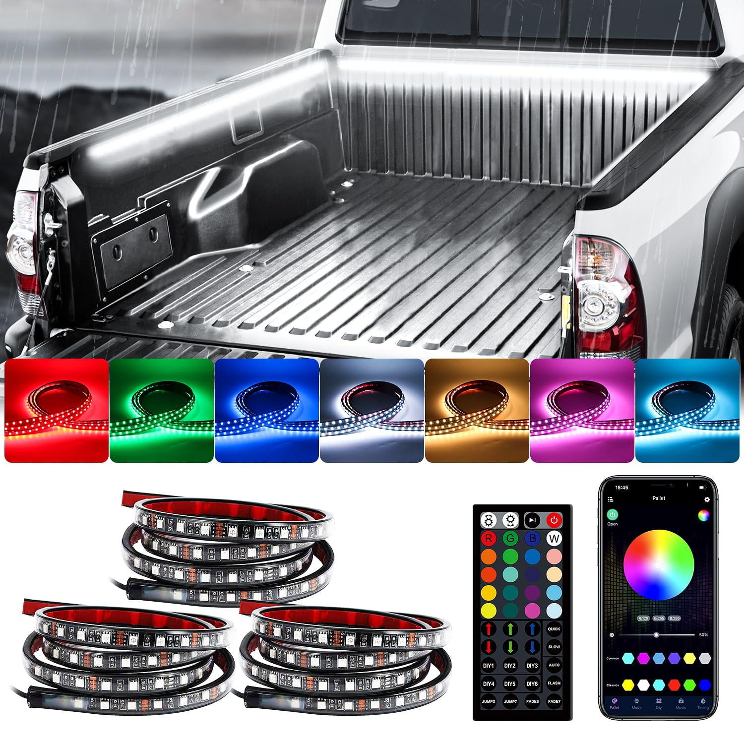 SHEDALED 3PCS 60 Inch RGB Truck Bed Light Strip Kit with App and Remote ...