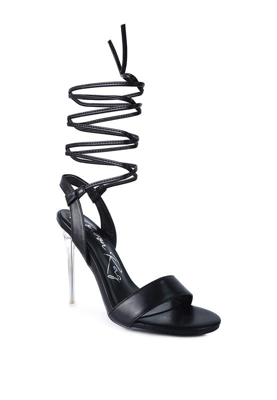 SHEENY CLEAR STILETTO LACE UP SANDAL - Walmart.com