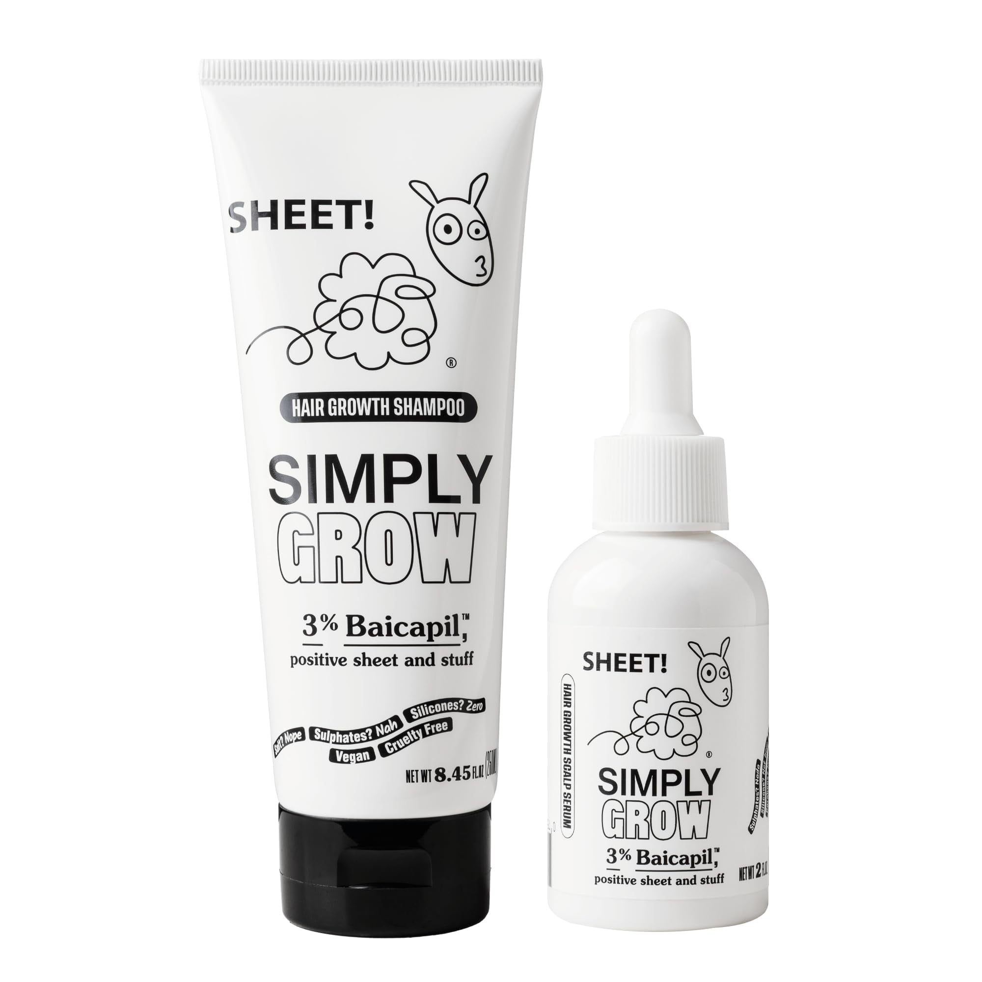 SHEET! - Hair Growth Treatment Shampoo & Serum Kit - Stimulates Growth ...